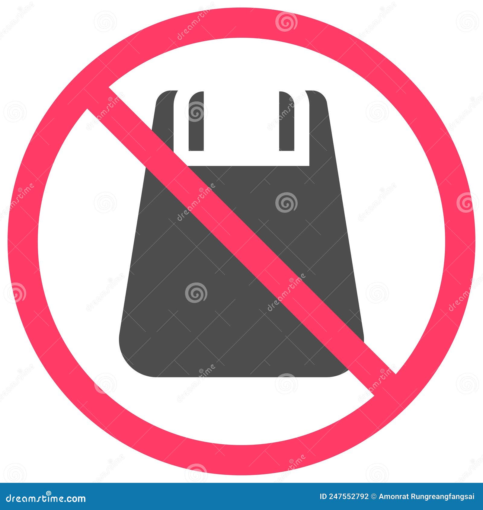No Plastic Bag Icon, Prohibition Sign Vector Illustration Stock Vector ...
