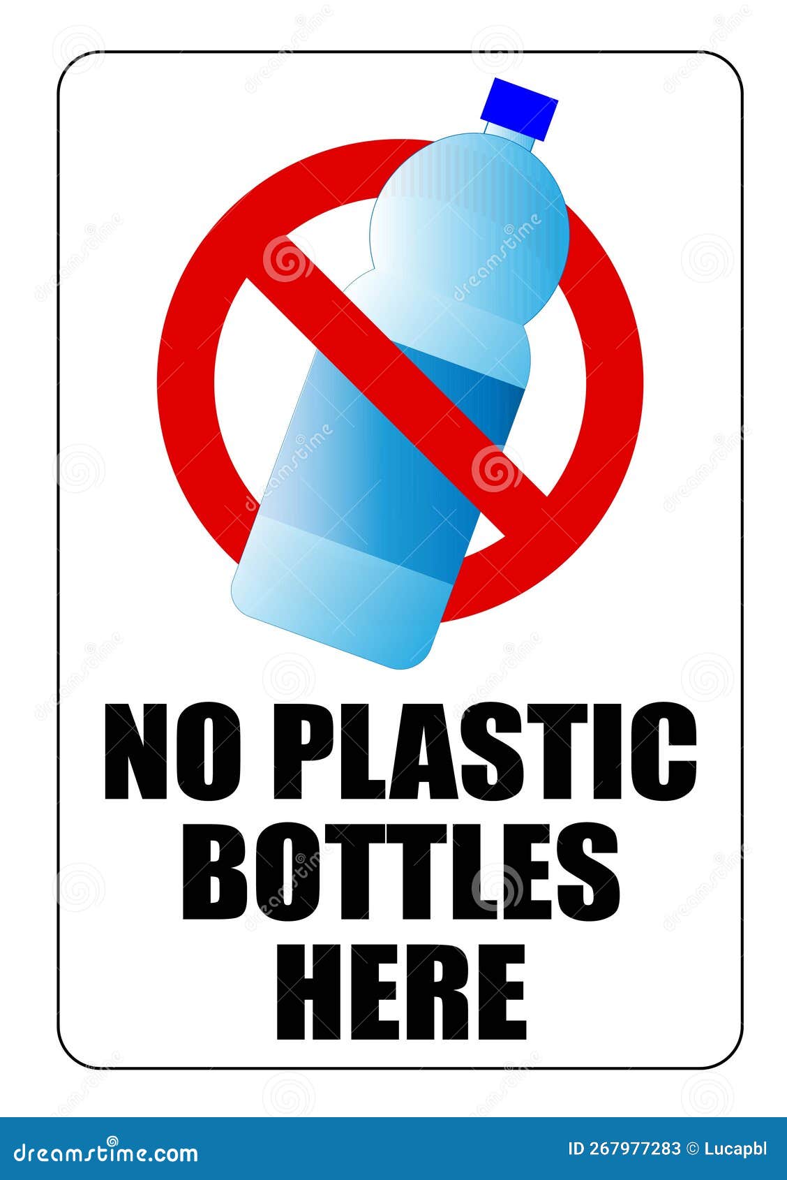 No Plastic Bottles Here. Ban Sign with Silhouette and Text. Stock ...