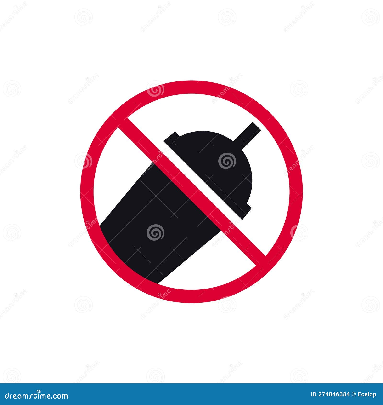 No Plastic Cup Prohibited Sign, Forbidden Modern Round Sticker, Vector ...