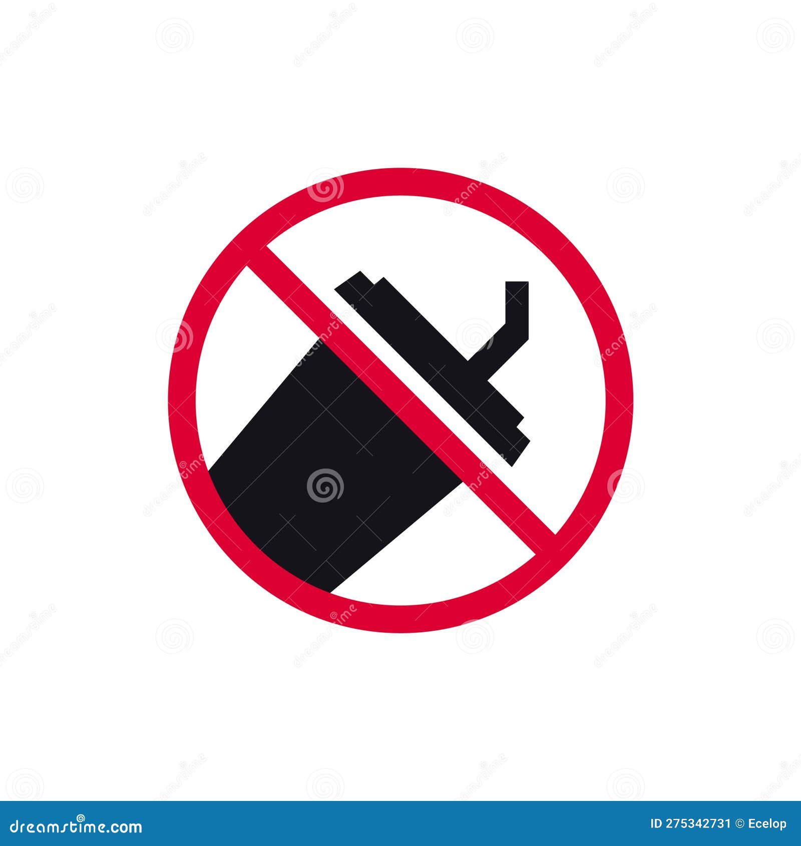No Plastic Cup Prohibited Sign, Forbidden Modern Round Sticker, Vector ...