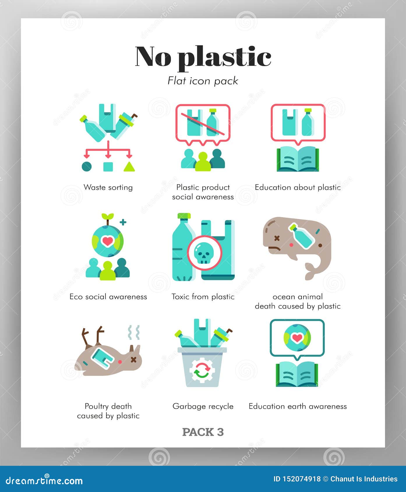 No plastic icons flat pack stock vector. Illustration of disposal ...