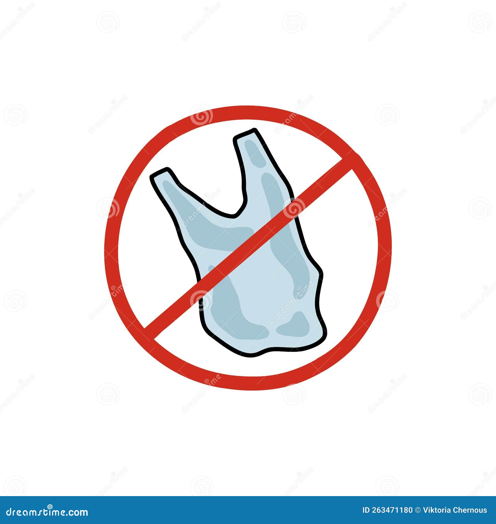 No Plastic Sign Doodle Icon, Vector Color Line Illustration Stock ...
