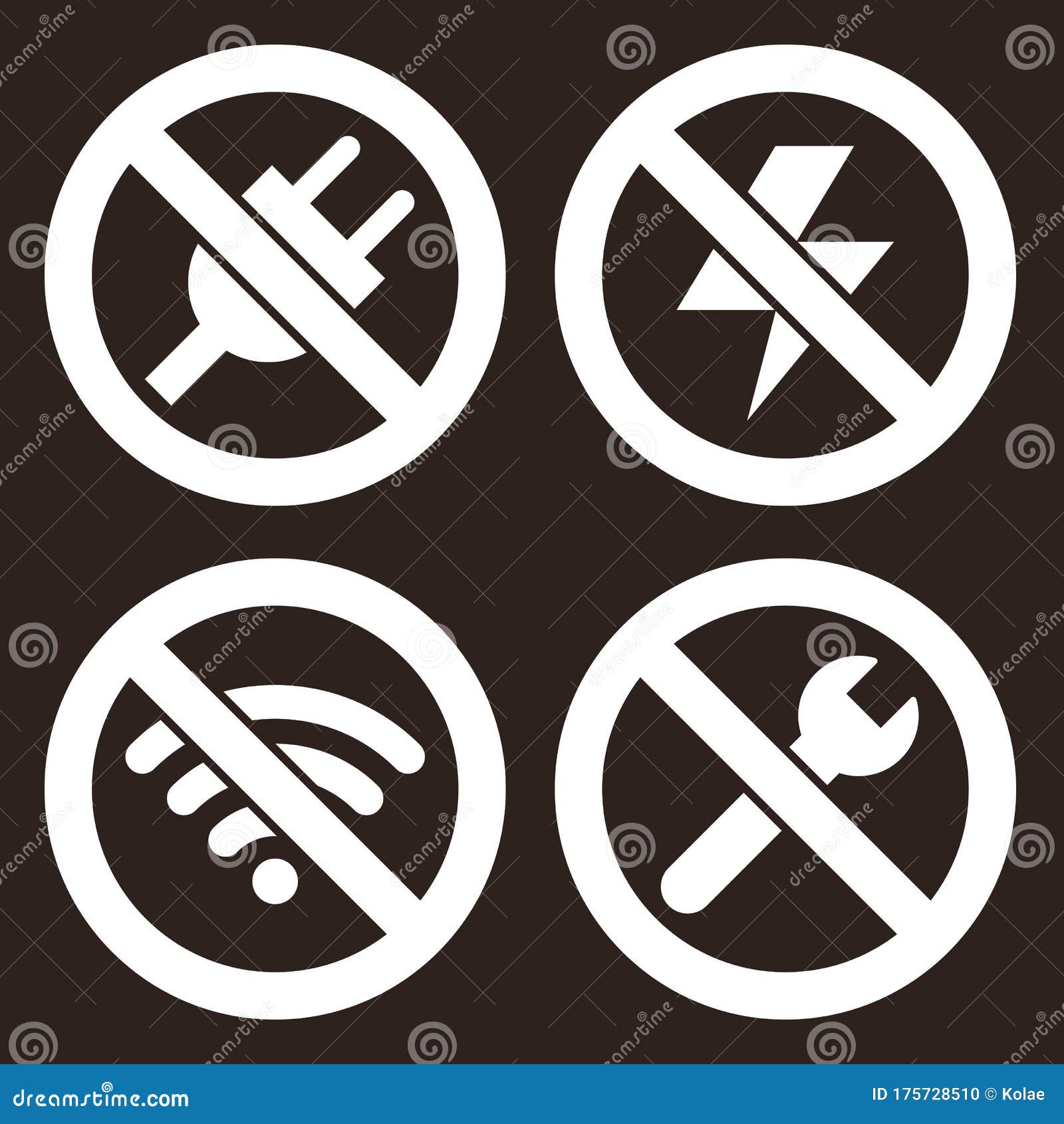 No Plug, No Lightning, No Wifi and No Repair Sign Stock Vector ...