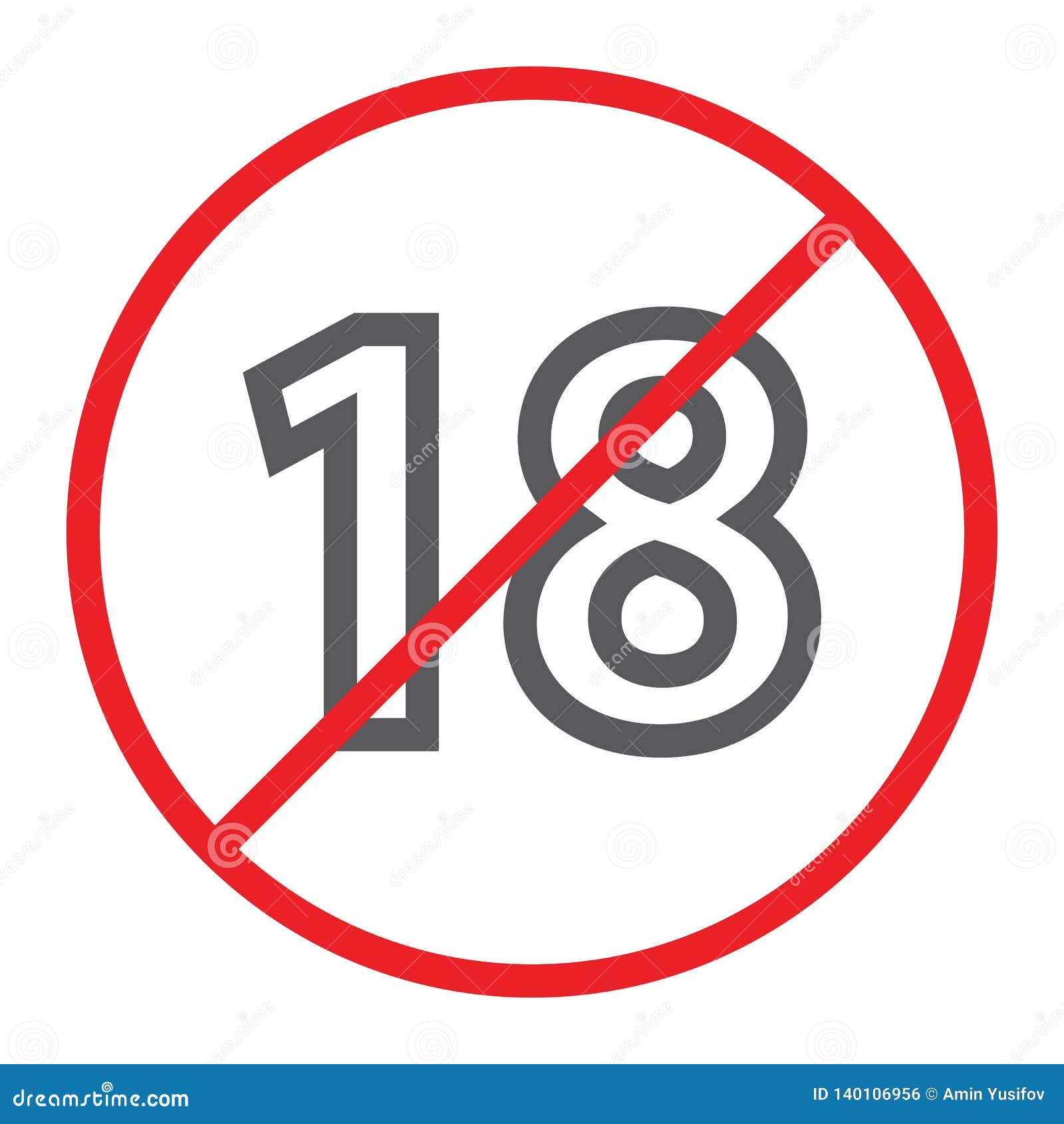 No 18 Plus Line Icon, Prohibited and Ban, Age Restriction Sign, Vector ...