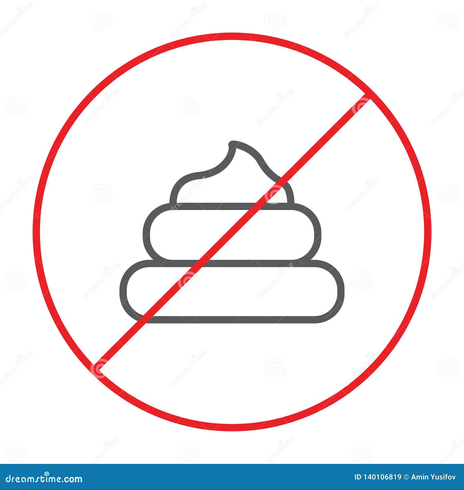 No Poop Thin Line Icon, Prohibited and Forbidden, Do Not Walking of ...
