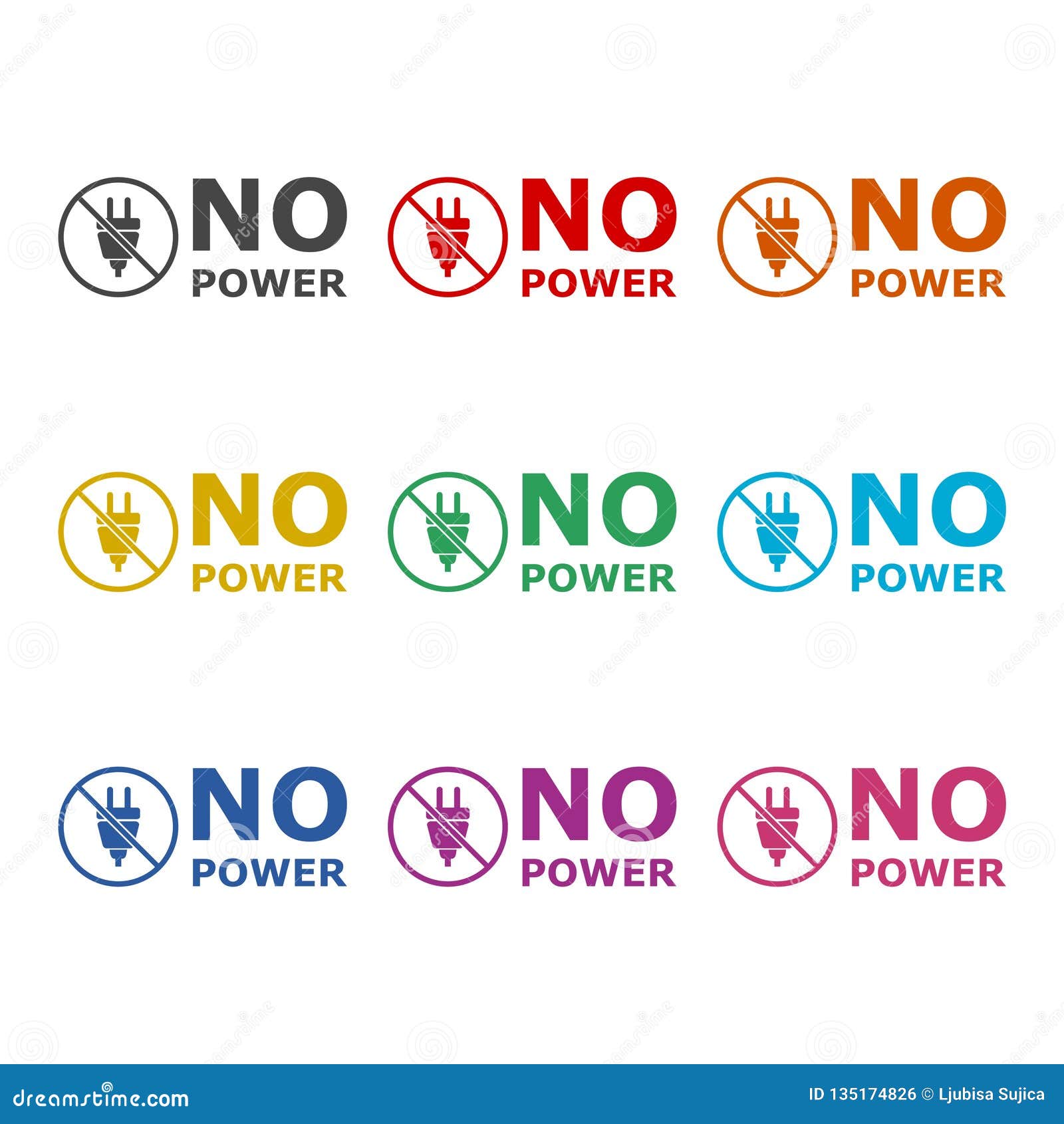 No Power Icon or Logo, Color Set Stock Vector - Illustration of ...