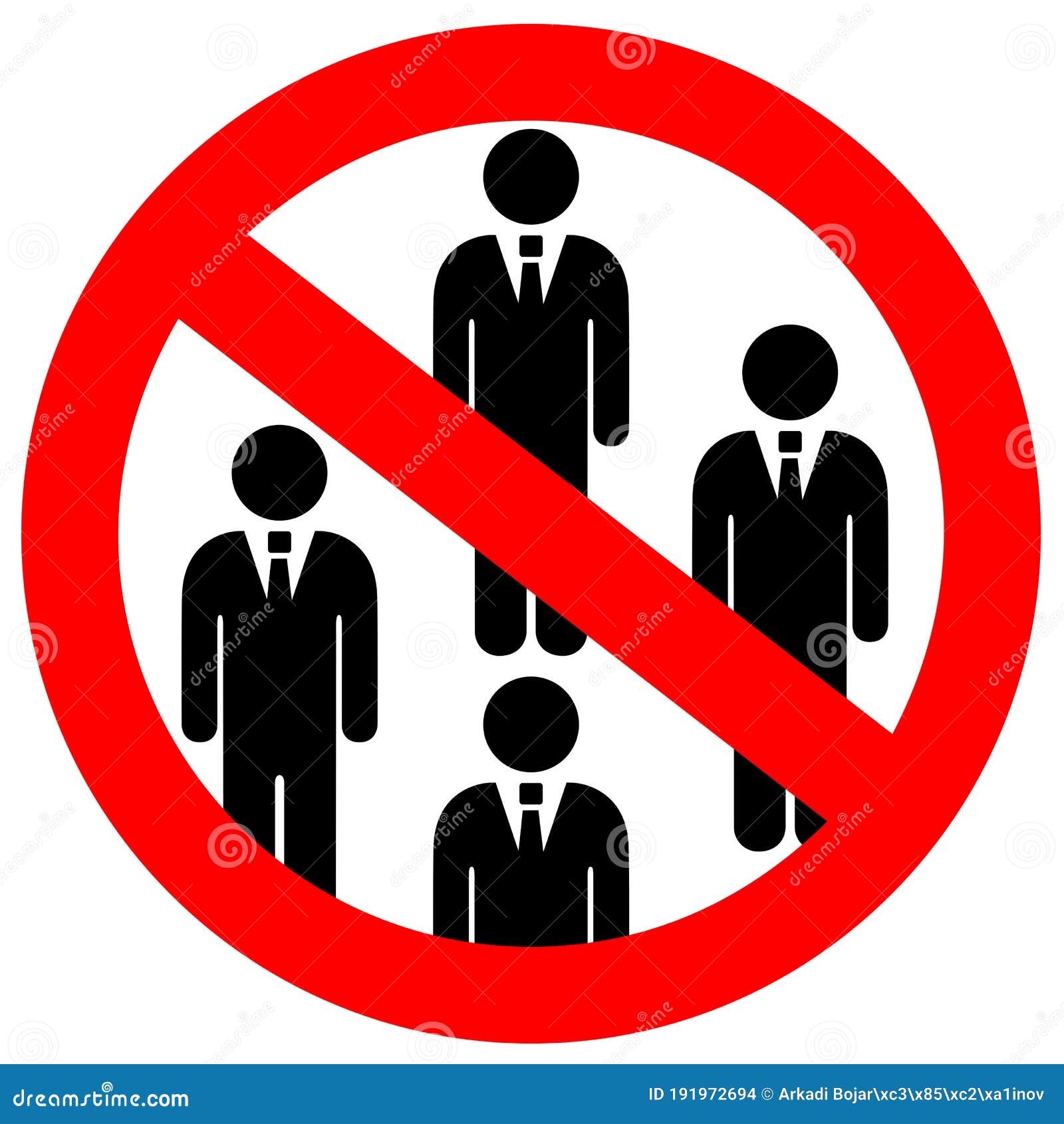 No Public Gatherings Sign, Prohibition Sign With People Silhouettes Of ...