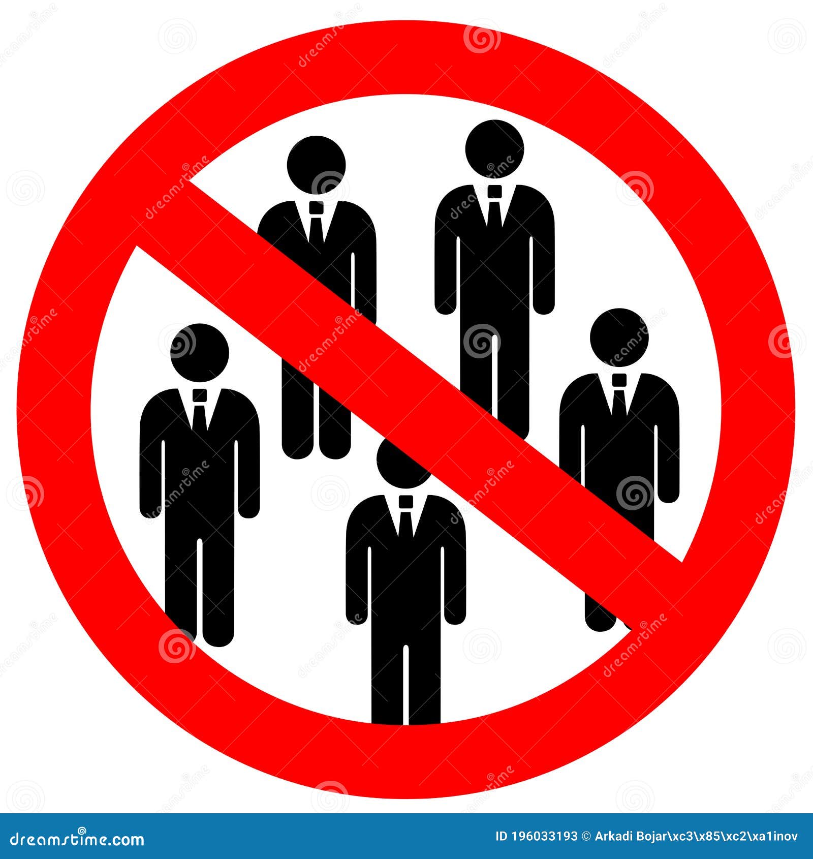 No Public Gatherings Sign, Prohibition Sign With People Silhouettes Of ...