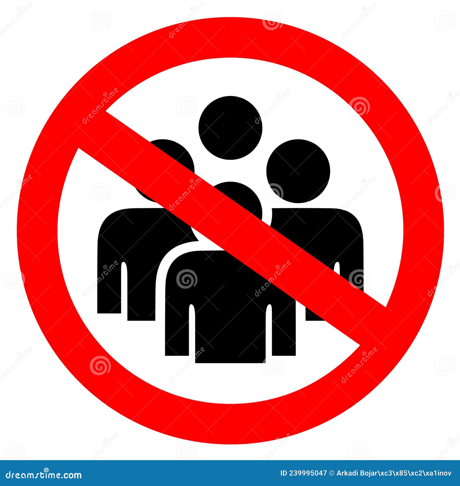 No Public Gatherings Sign, Prohibition Sign With People Silhouettes Of ...