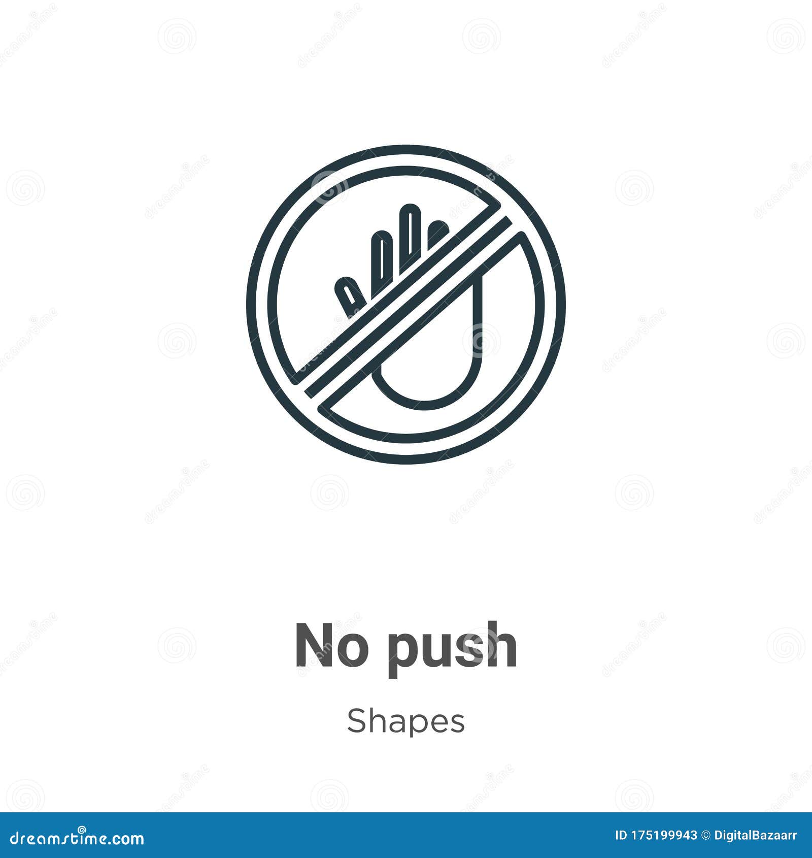 No Push Outline Vector Icon. Thin Line Black No Push Icon, Flat Vector ...