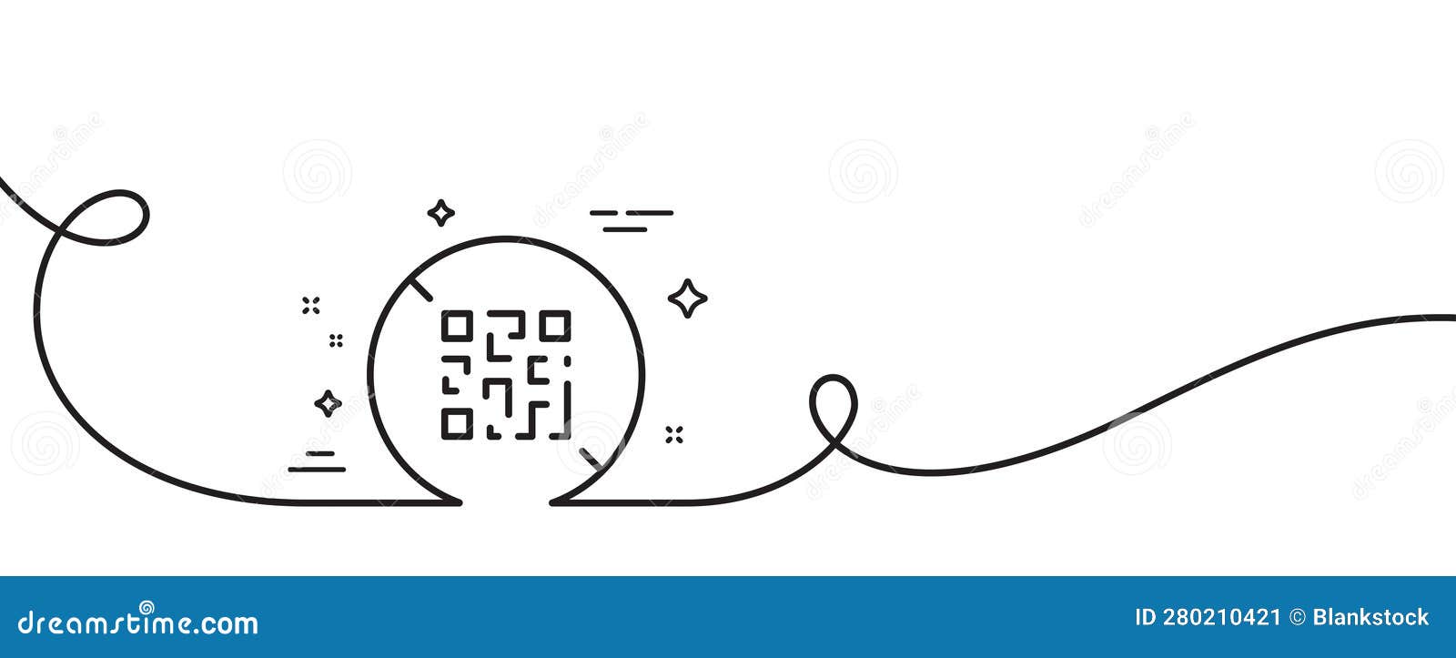 No Qr Code Line Icon Scan Barcode Sign Continuous Line With Curl