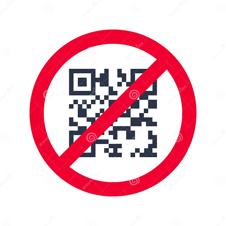 No QR Code Vector Sign. QR Code in Red Crossed Out Circle Icon Stock ...