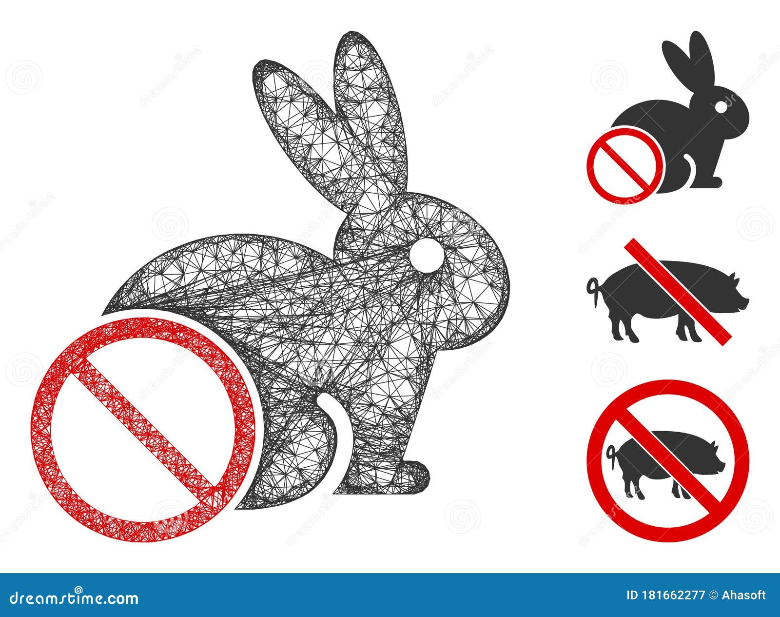 No Rabbit Meat Polygonal Web Vector Mesh Illustration Stock ...