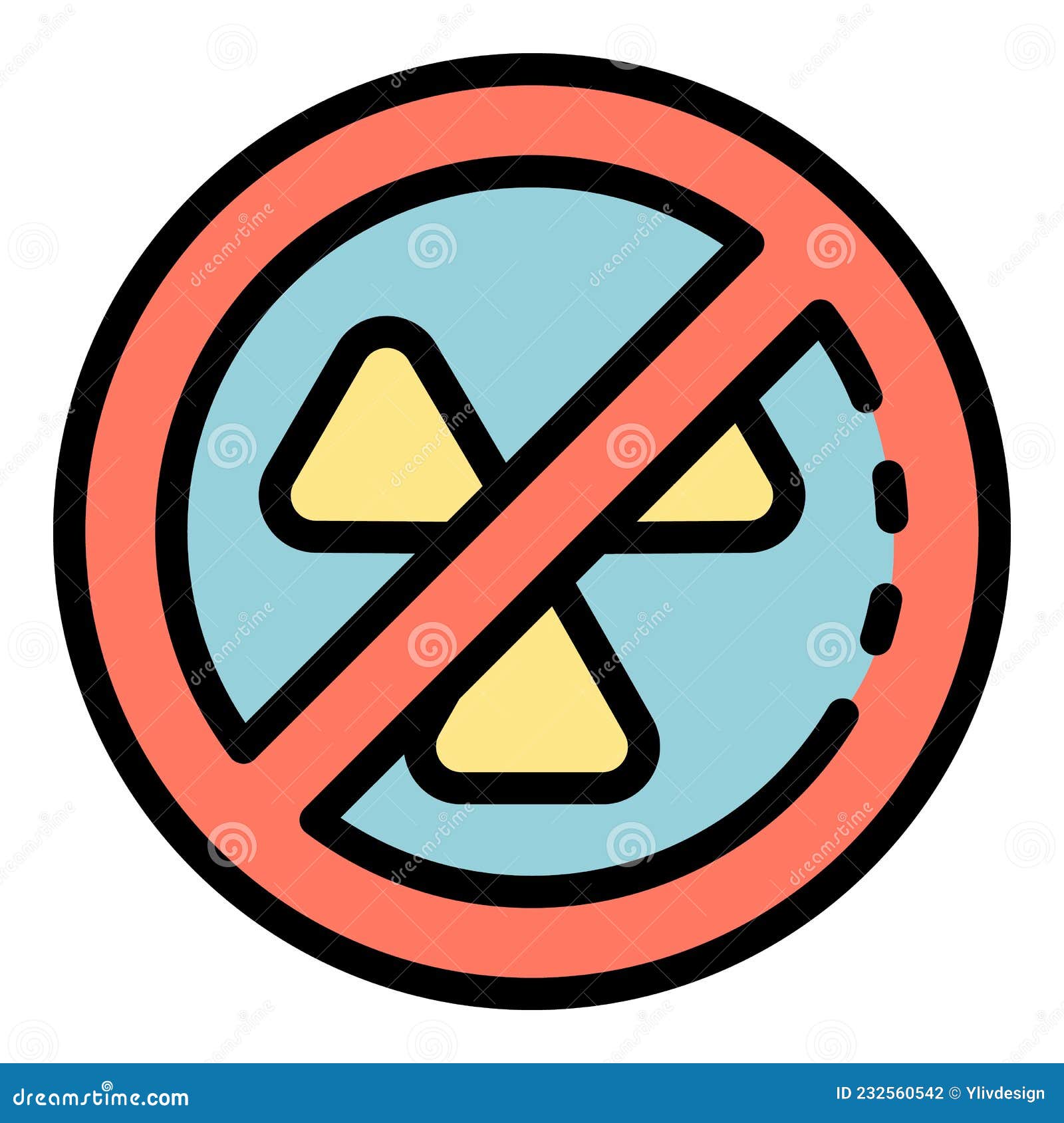 No Radiation Icon Color Outline Vector Stock Vector - Illustration of ...