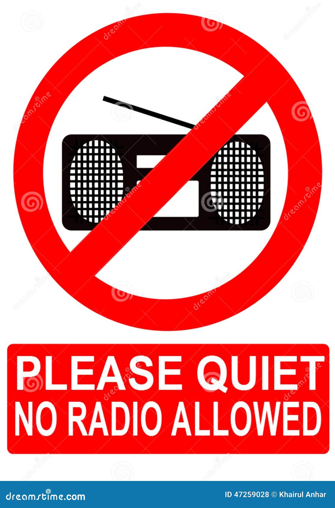 No Radio Allowed stock illustration. Illustration of sign - 47259028