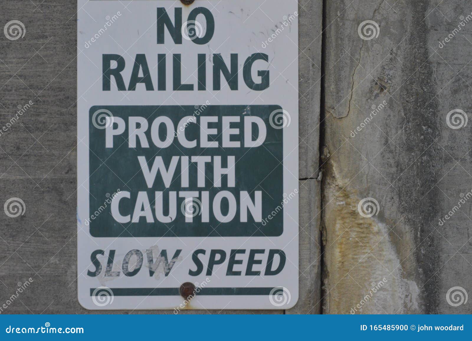 No Railing Proceed with Caution Slow Stock Photo - Image of slow, signs ...