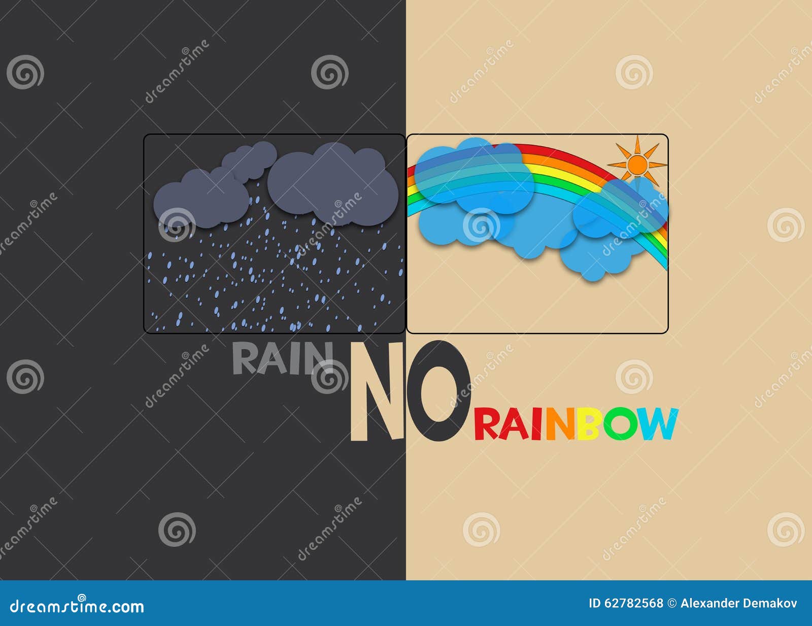 No rain no rainbow stock illustration. Illustration of rain - 62782568