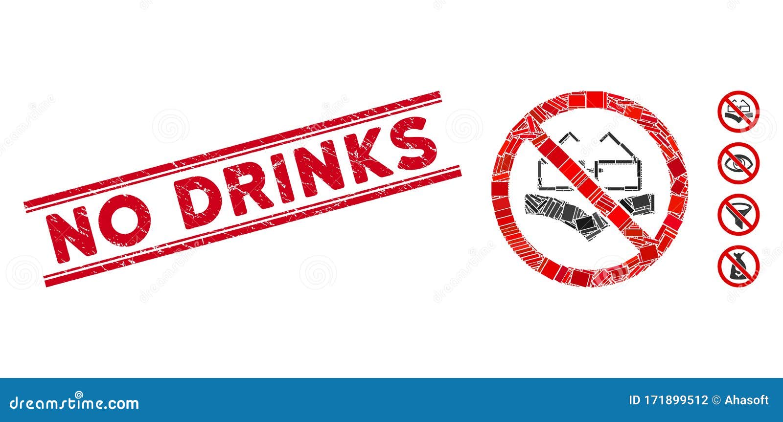 No Reading Books Mosaic and Grunge No Drinks Stamp with Lines Stock ...