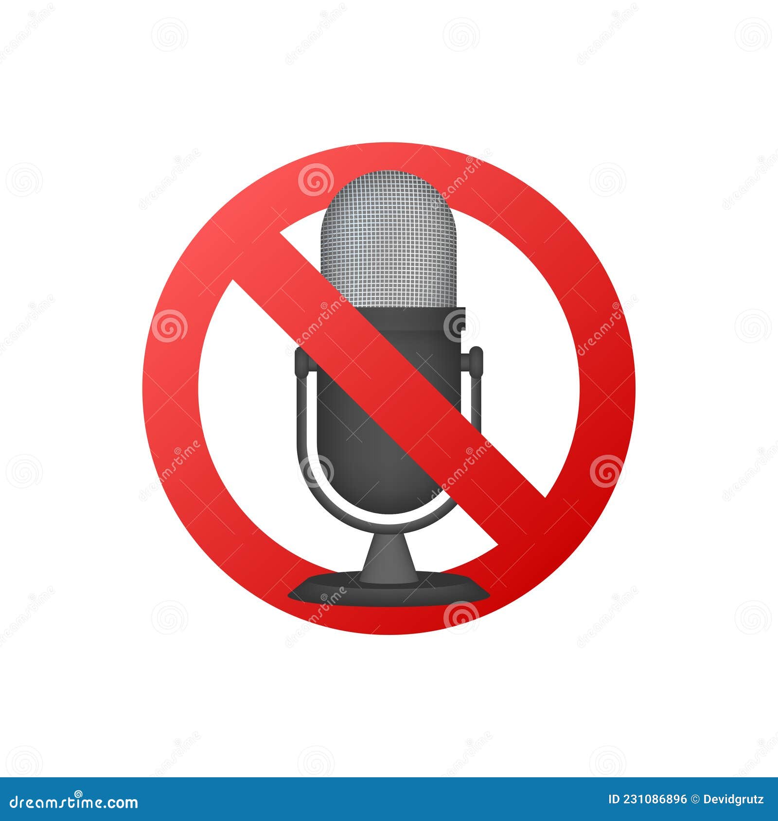 No Recording Sign. No Microphone Sign on White Background. Vector ...