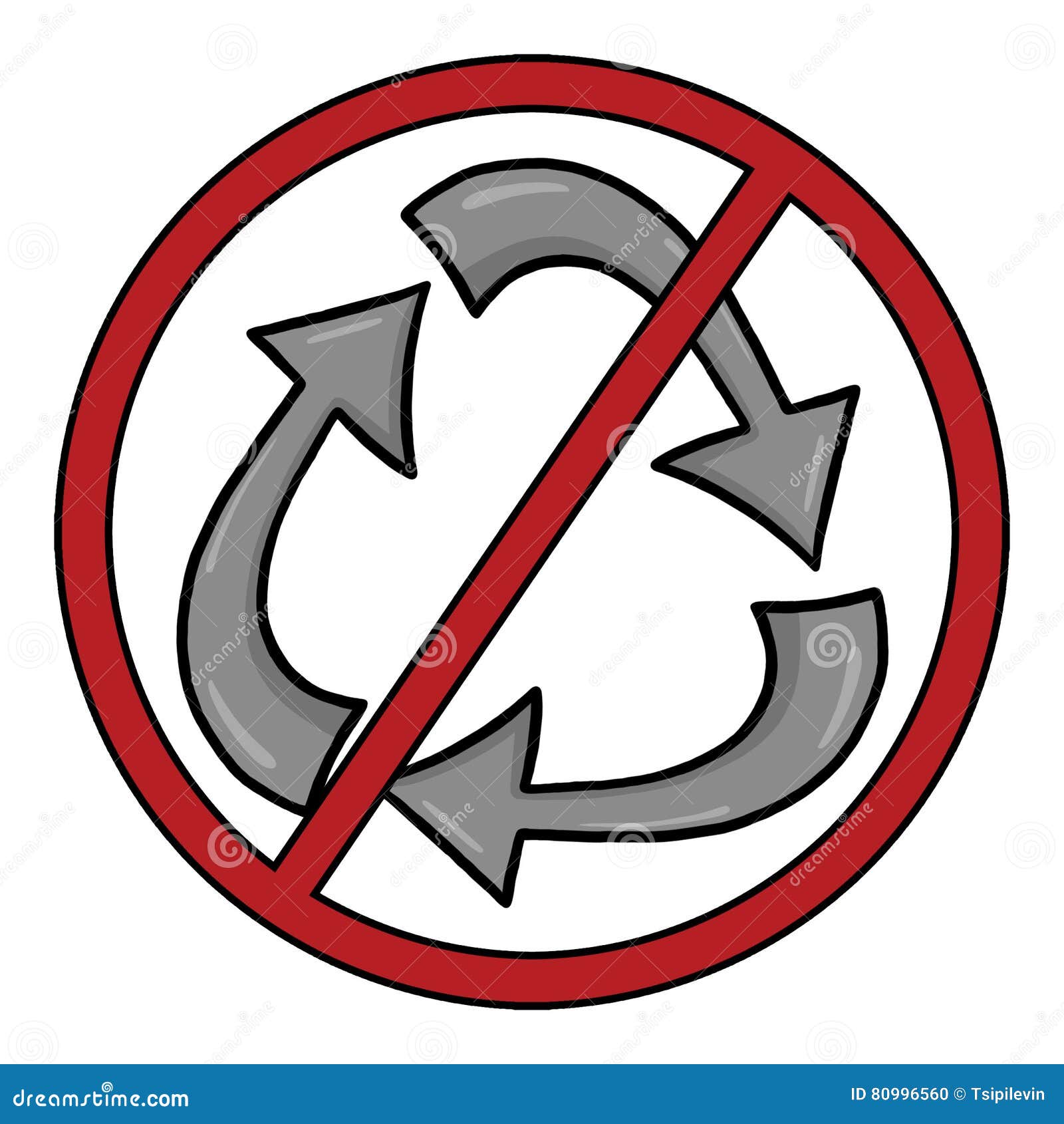 No recycling symbol stock illustration. Illustration of cartoon - 80996560