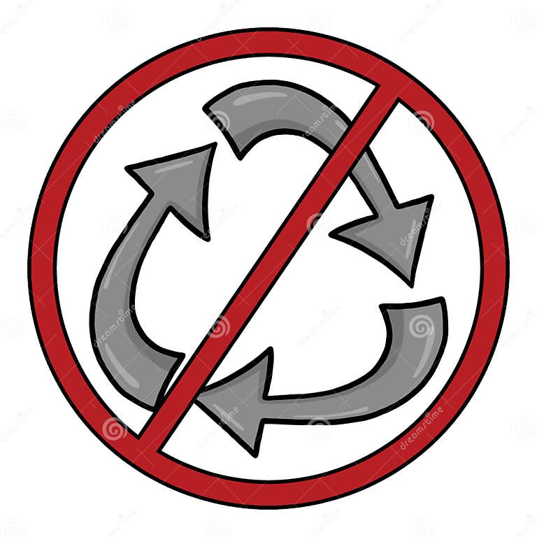 No recycling symbol stock illustration. Illustration of cartoon - 80996560