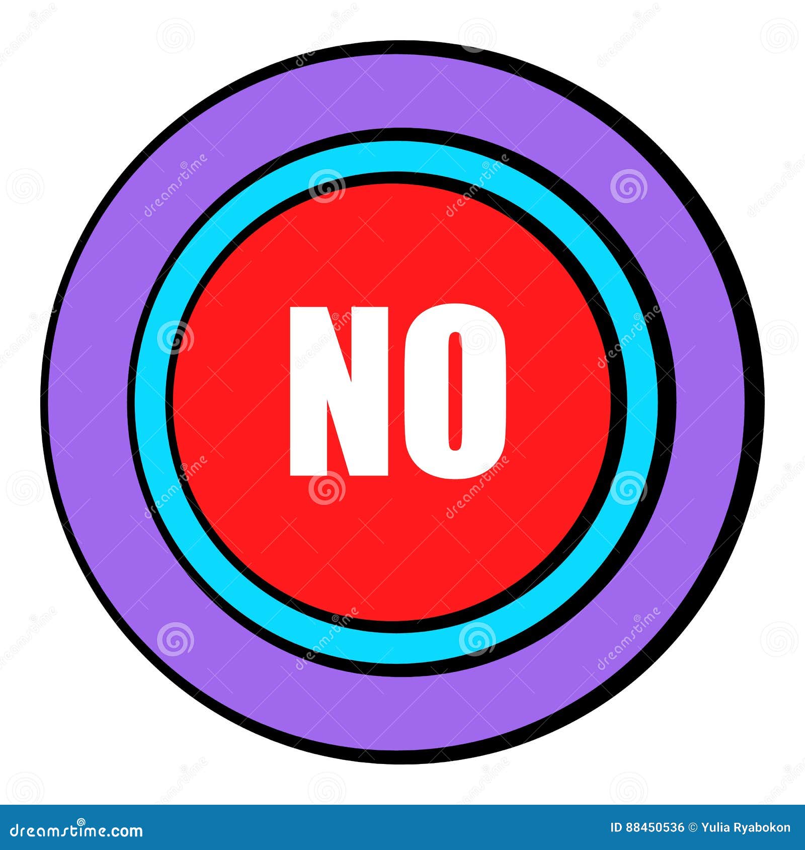 No red button icon cartoon stock vector. Illustration of negativity ...