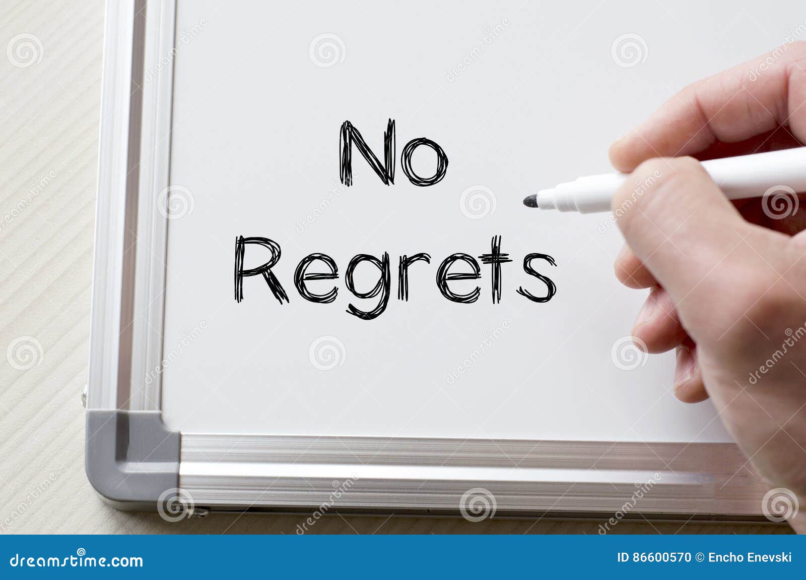 No Regrets Written on Whiteboard Stock Photo - Image of encouragement ...