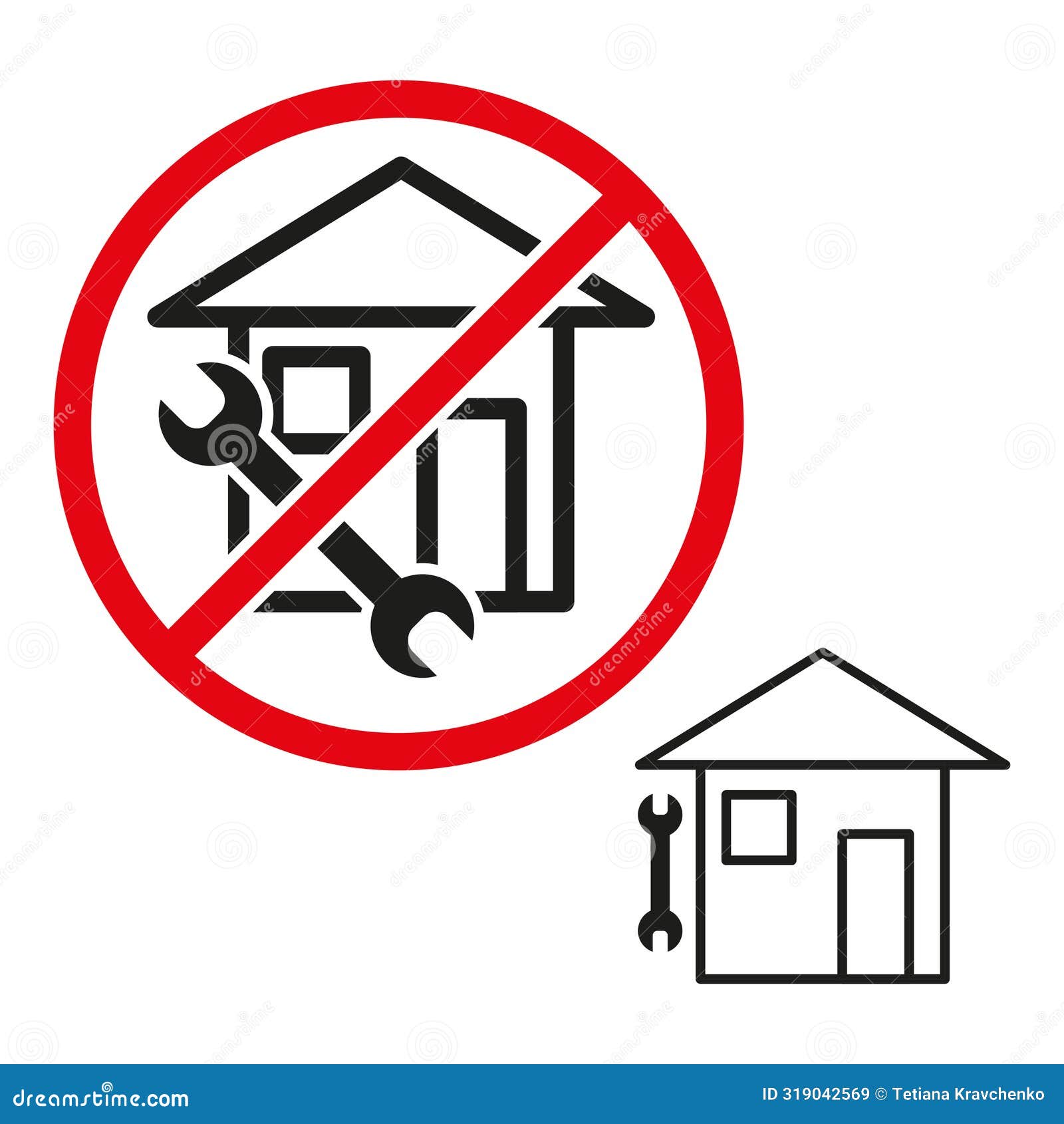 No Repair Work Allowed Sign. Prohibited Construction Symbol. Vector ...