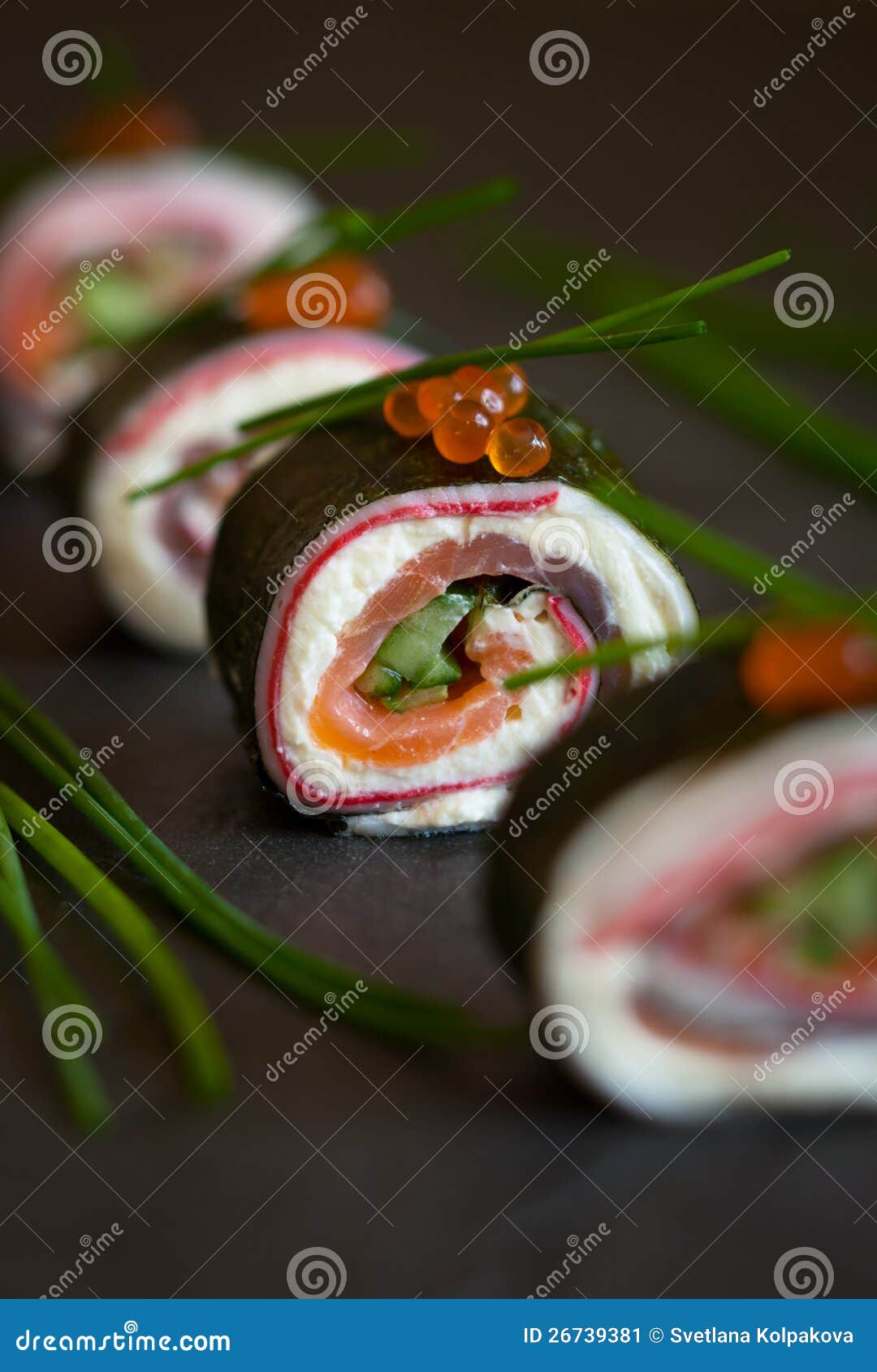 No-Rice Sushi Roll stock image. Image of chive, cuisine - 26739381