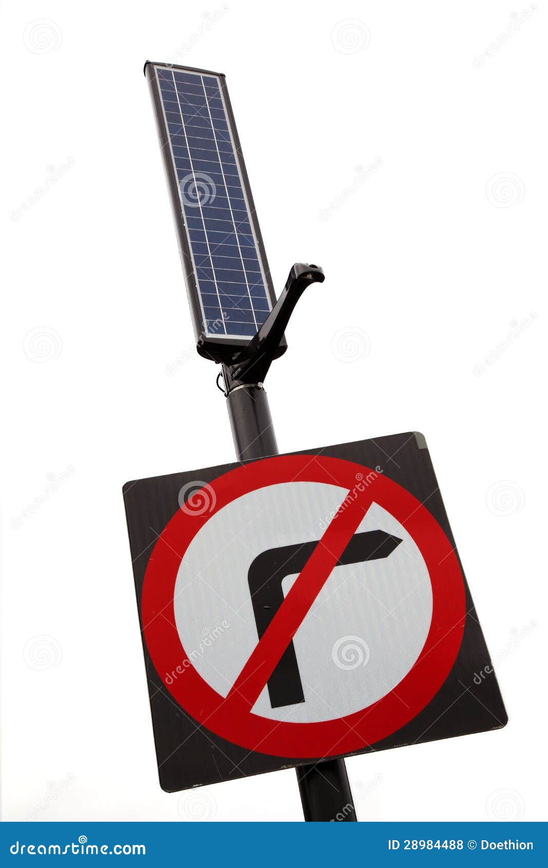 No Right Turn Sign with Solar Panel Stock Photo - Image of sign ...