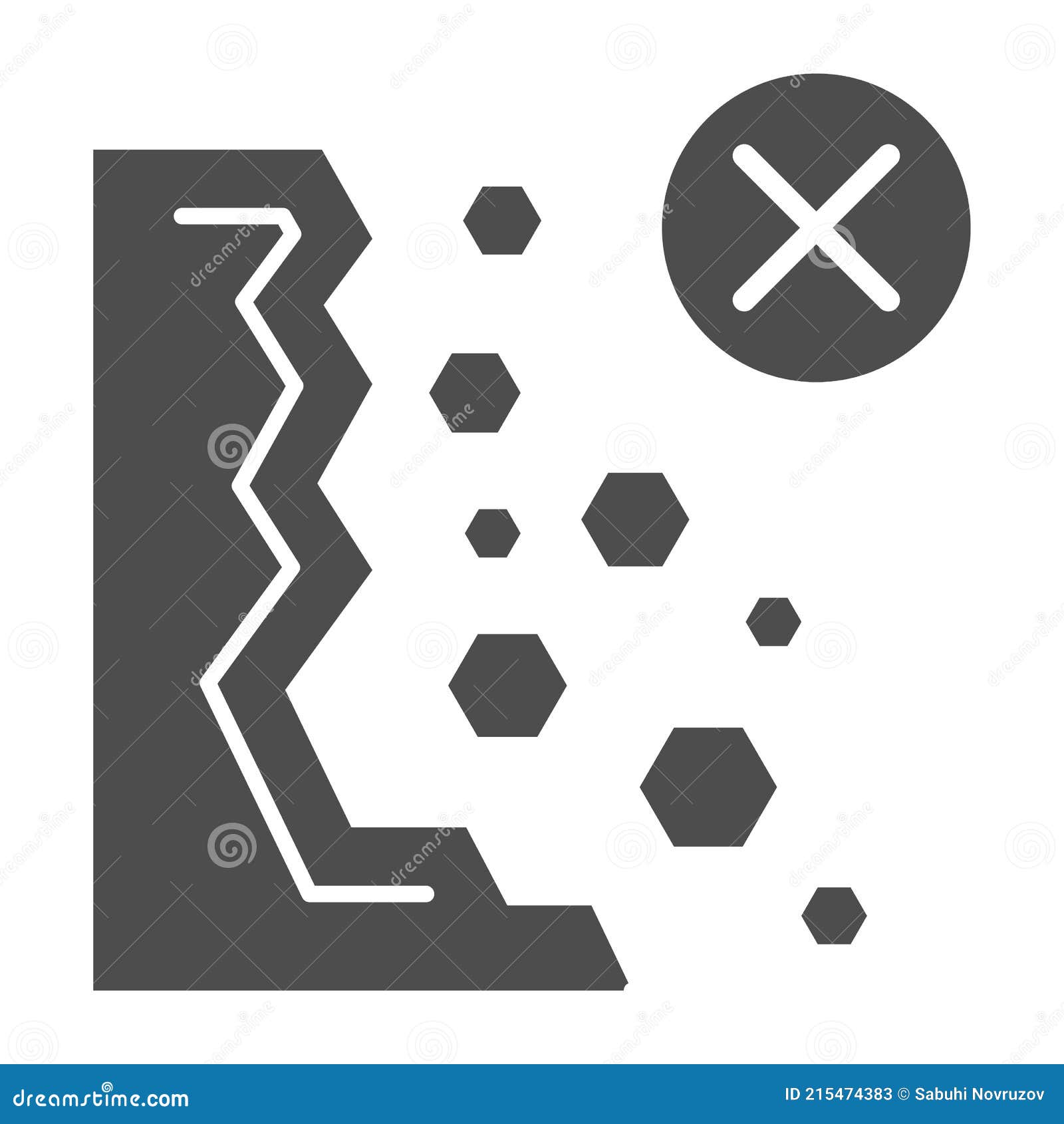 No Rockfall Solid Icon, Safety Engineering Concept, Destruction Road ...