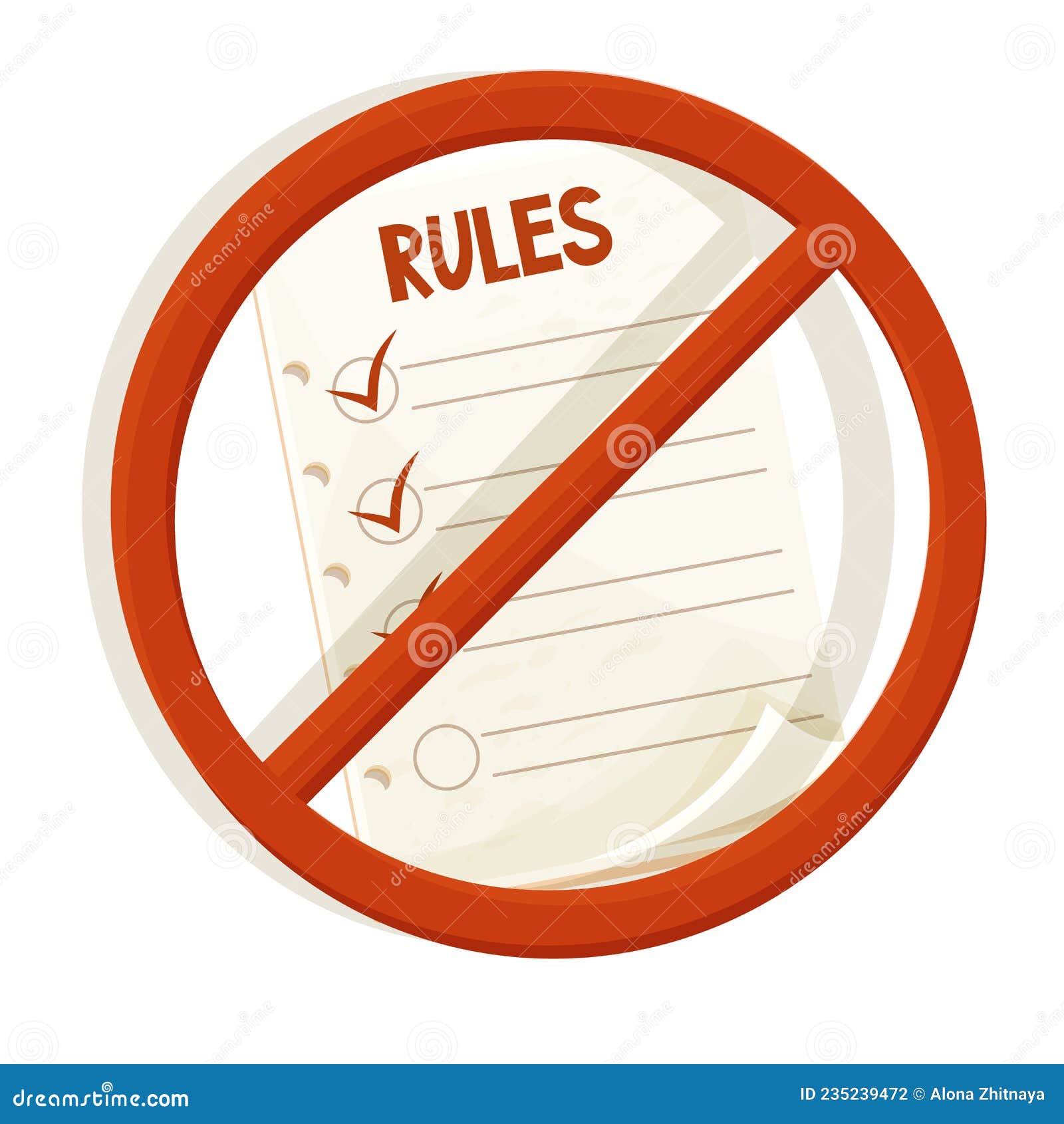 No Rules, Round Red Stop Symbol, Cross Circle Isolated on White ...