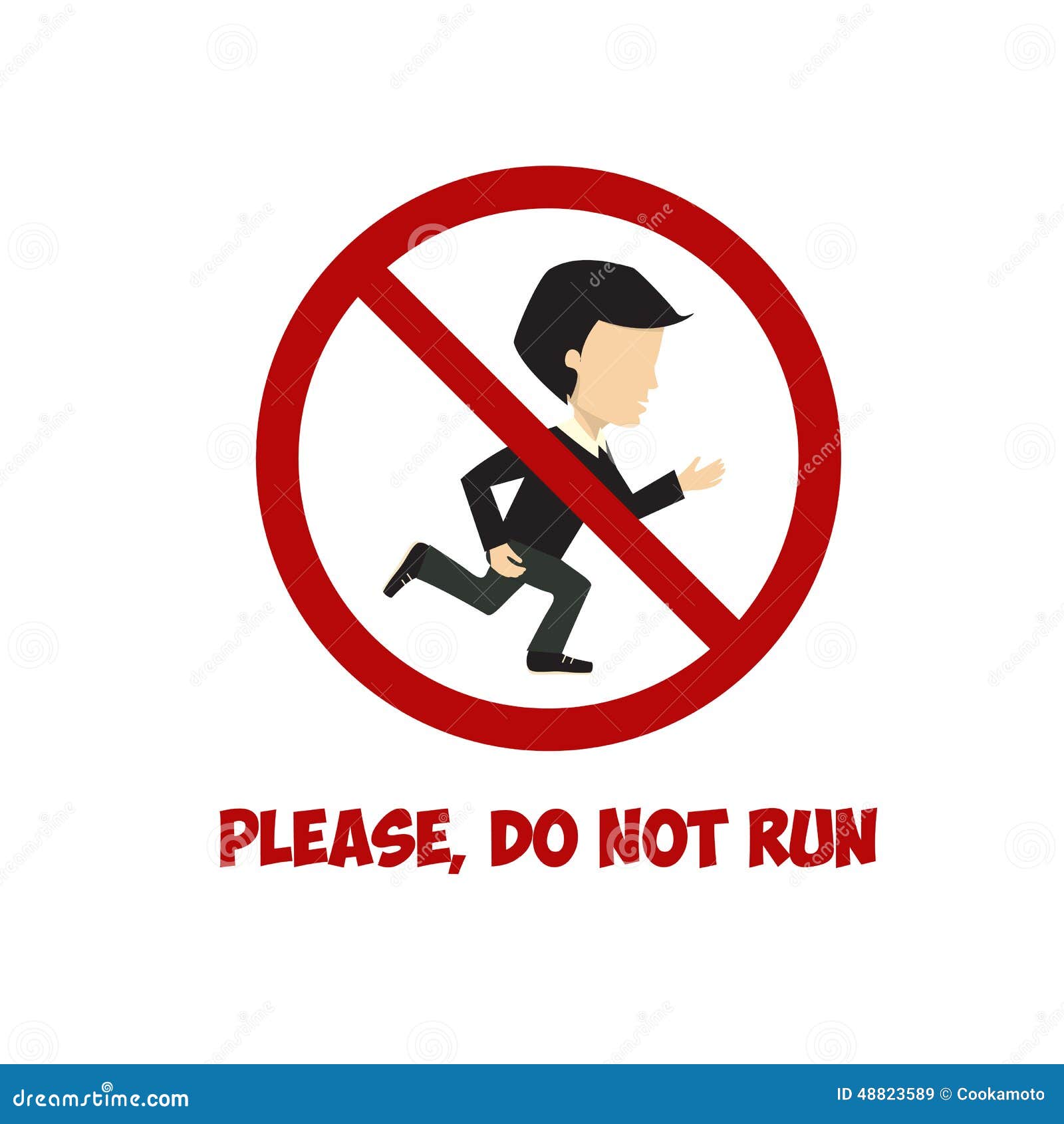 No Run Sign, Vector Flat Illustration Stock Vector - Illustration of ...