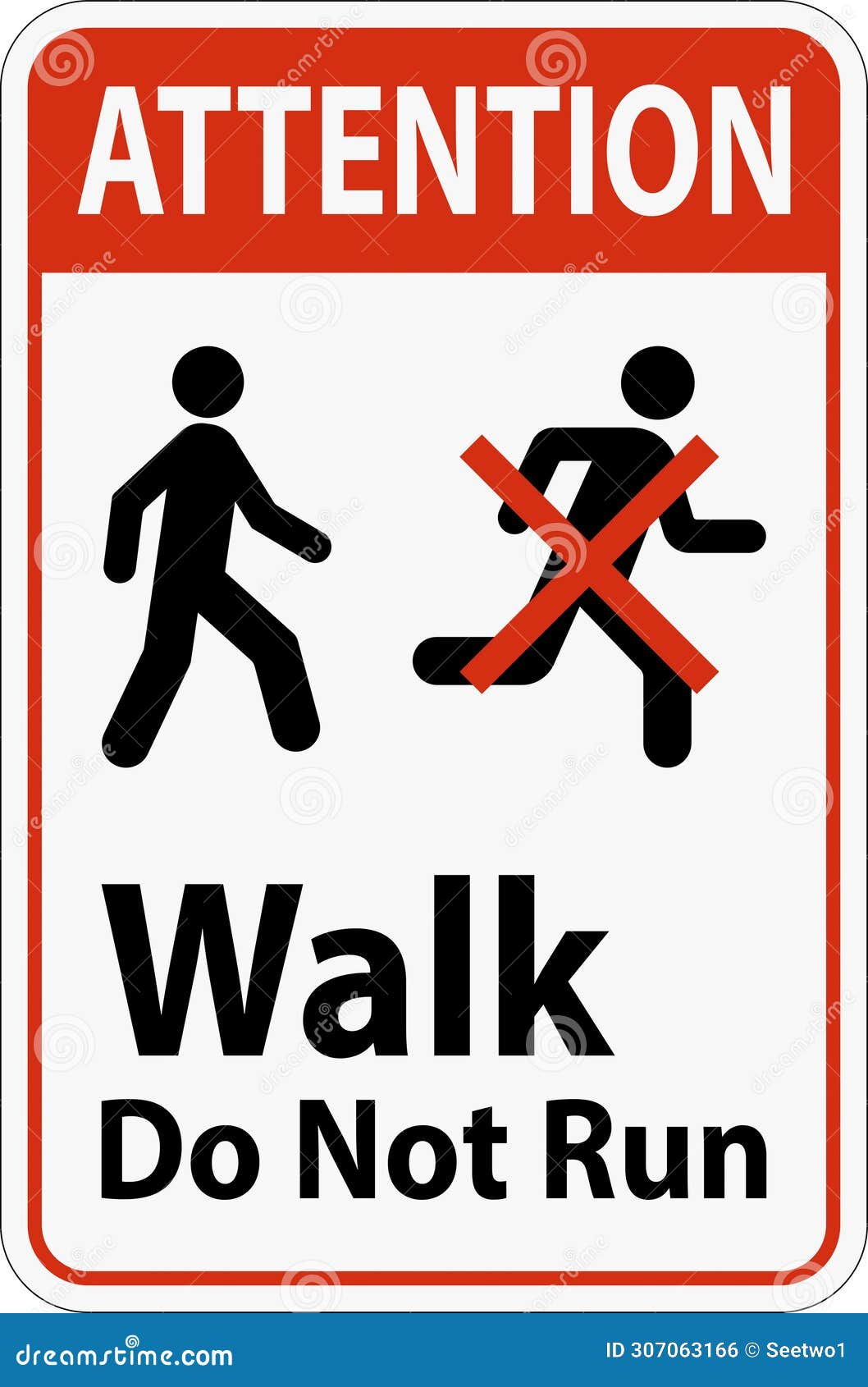 No Running Safety Sign, Attention - Walk, Do Not Run Stock Vector ...