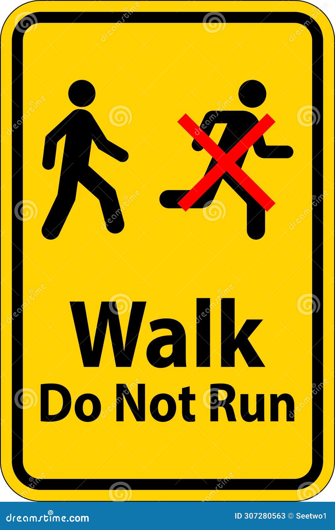 No Running Safety Sign, Attention - Walk, Do Not Run Stock Vector ...