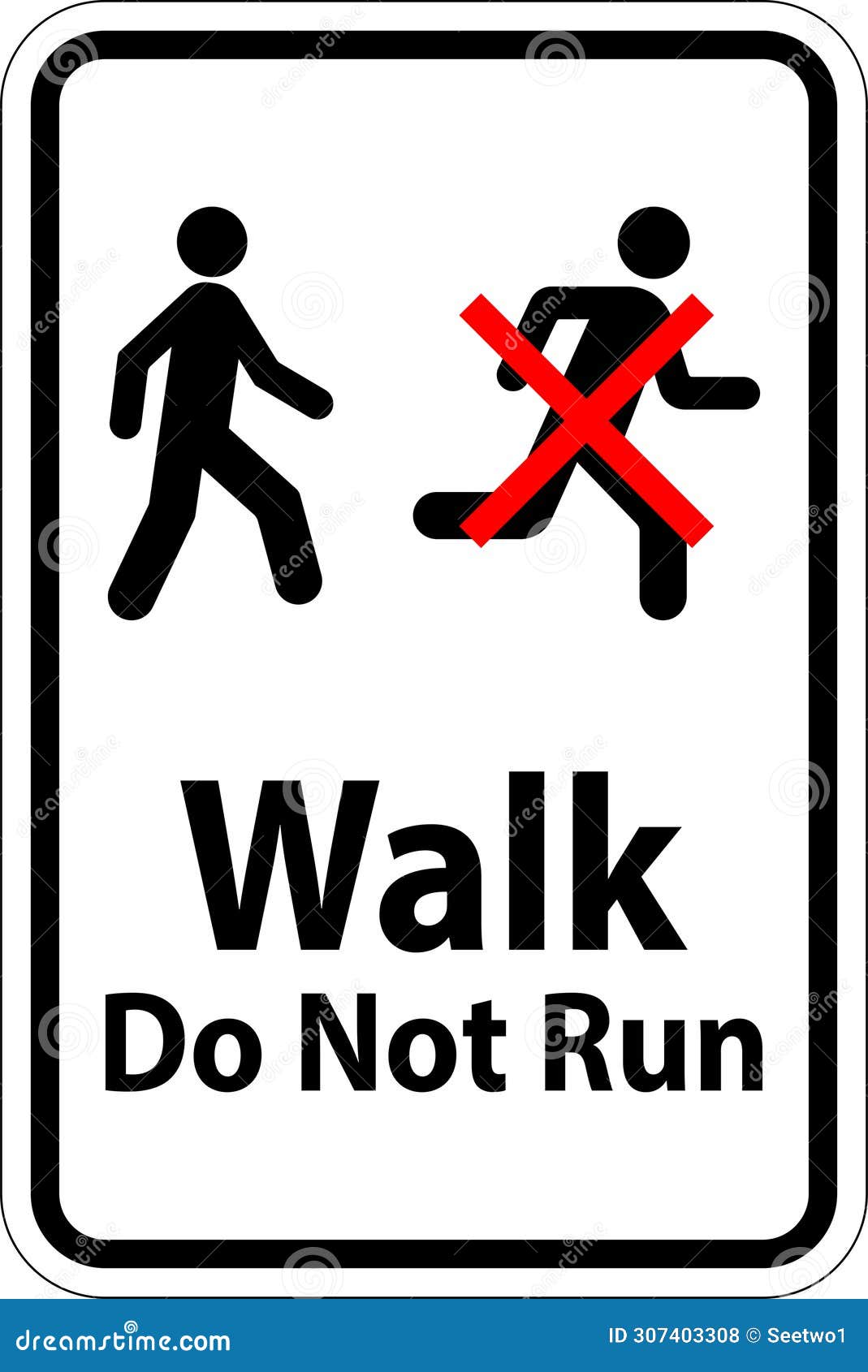 No Running Safety Sign, Attention - Walk, Do Not Run Stock Vector ...