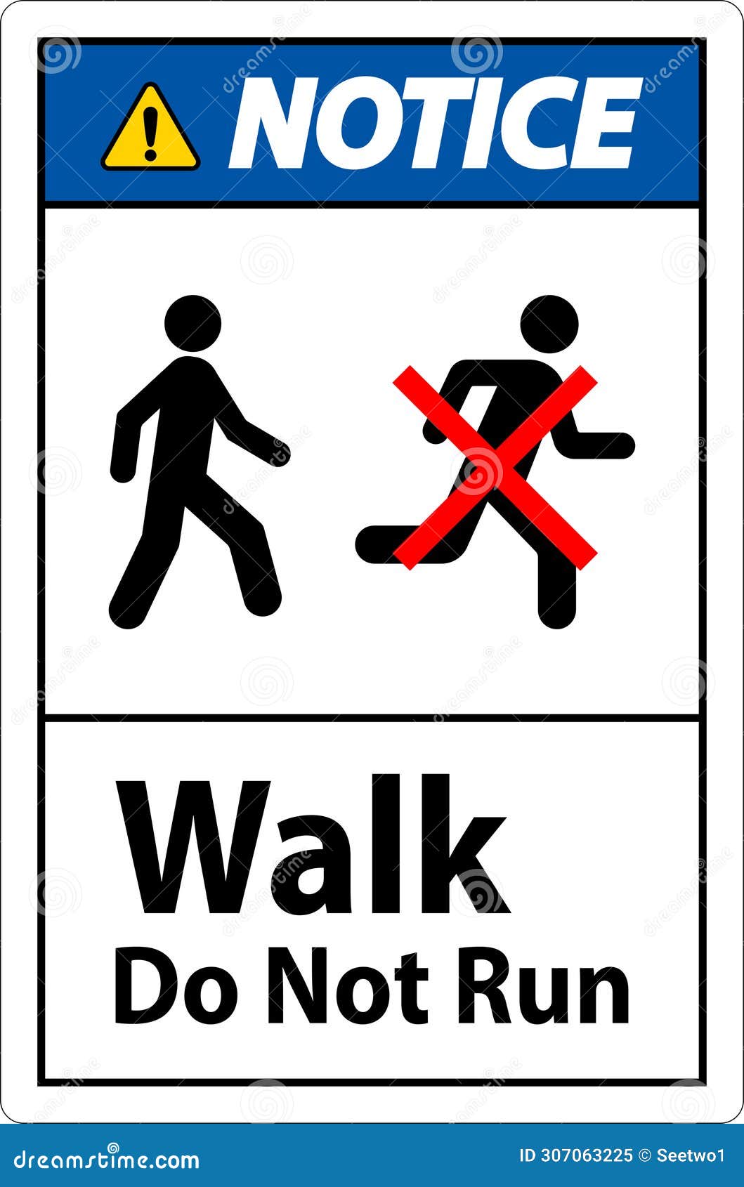 No Running Safety Sign, Caution - Walk, Do Not Run Stock Vector ...