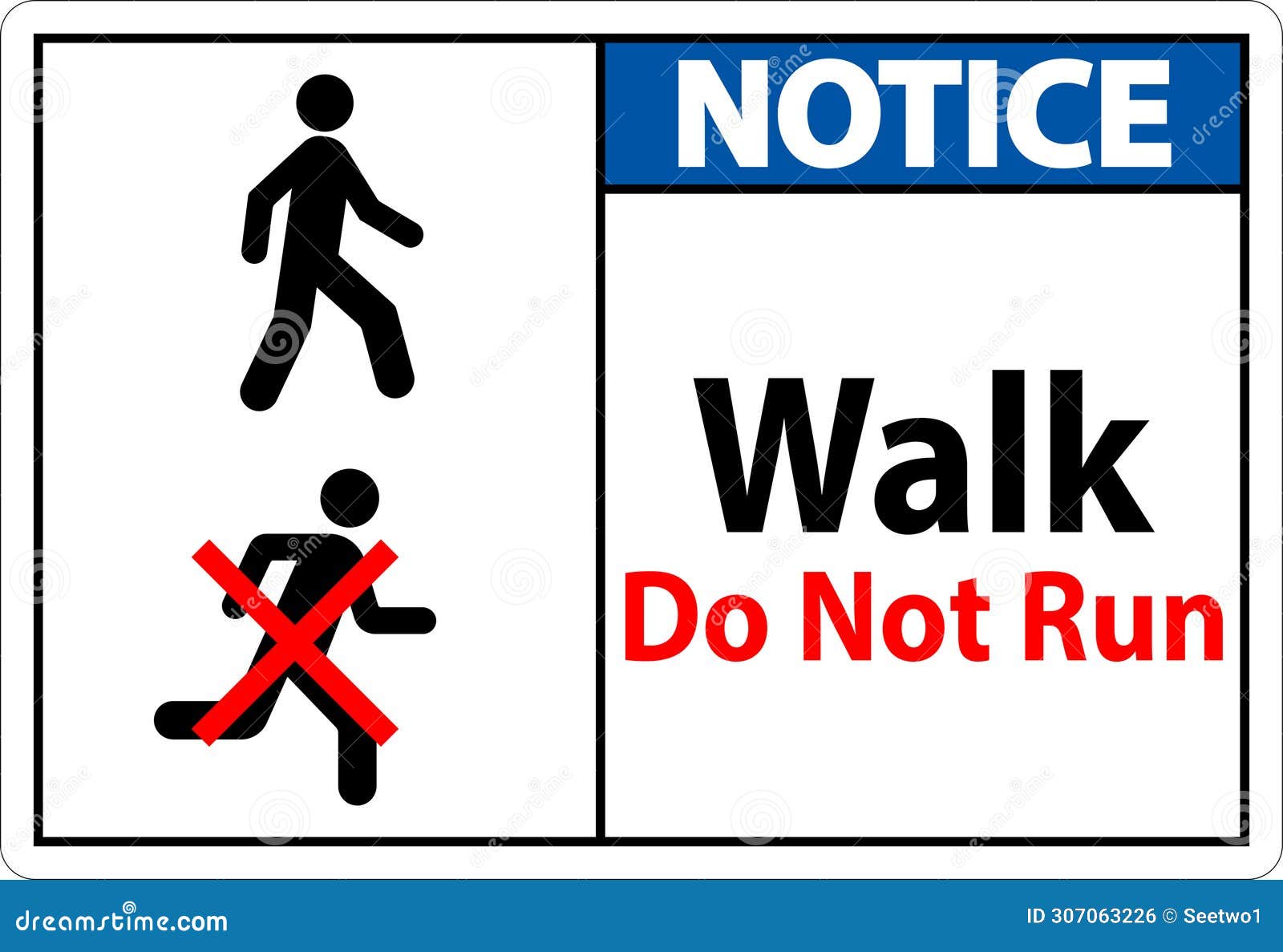 No Running Safety Sign, Caution - Walk, Do Not Run Stock Vector ...