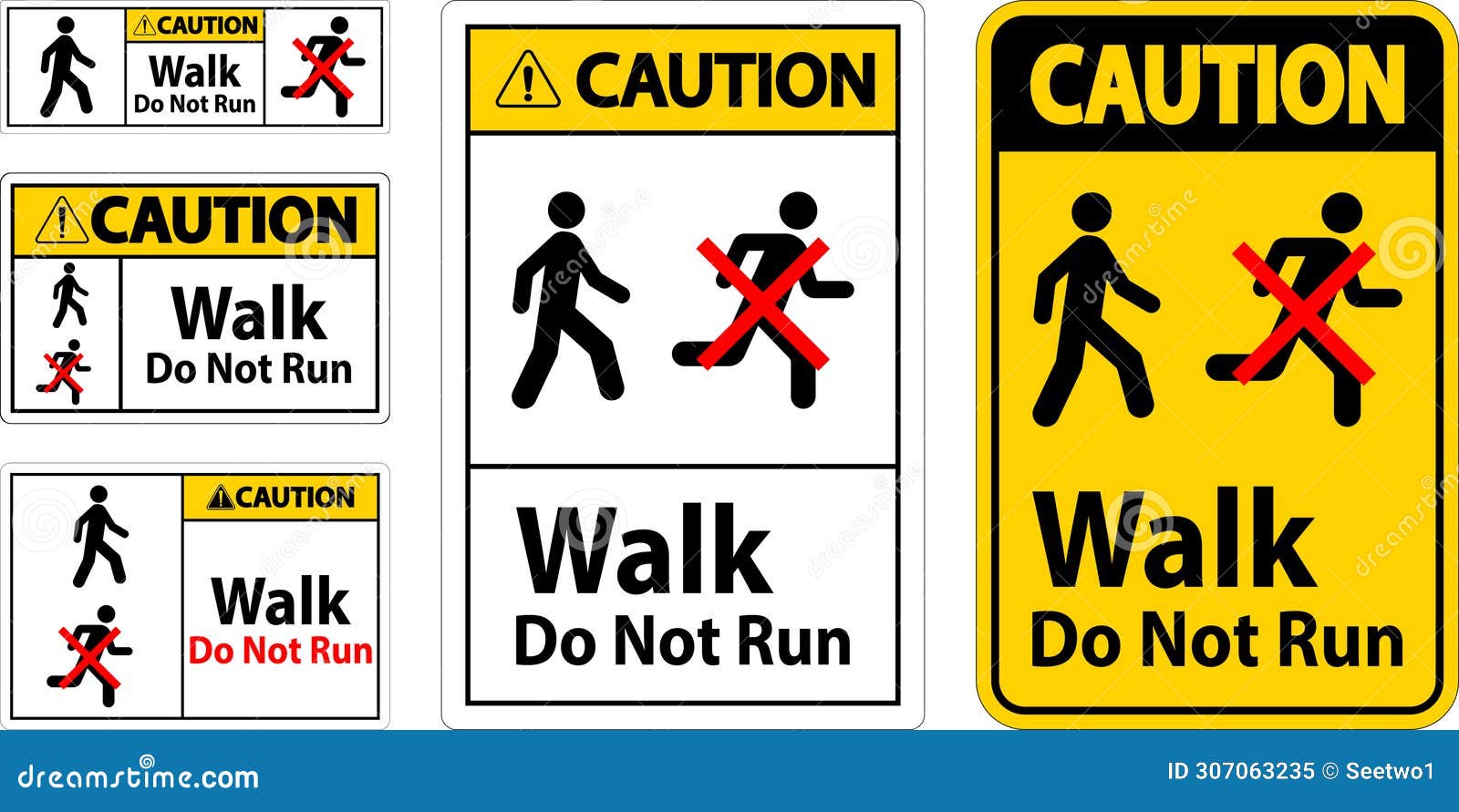 No Running Safety Sign, Caution - Walk, Do Not Run Stock Vector ...