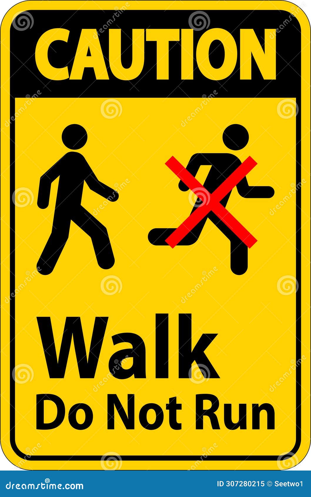 No Running Safety Sign, Caution - Walk, Do Not Run Stock Vector ...