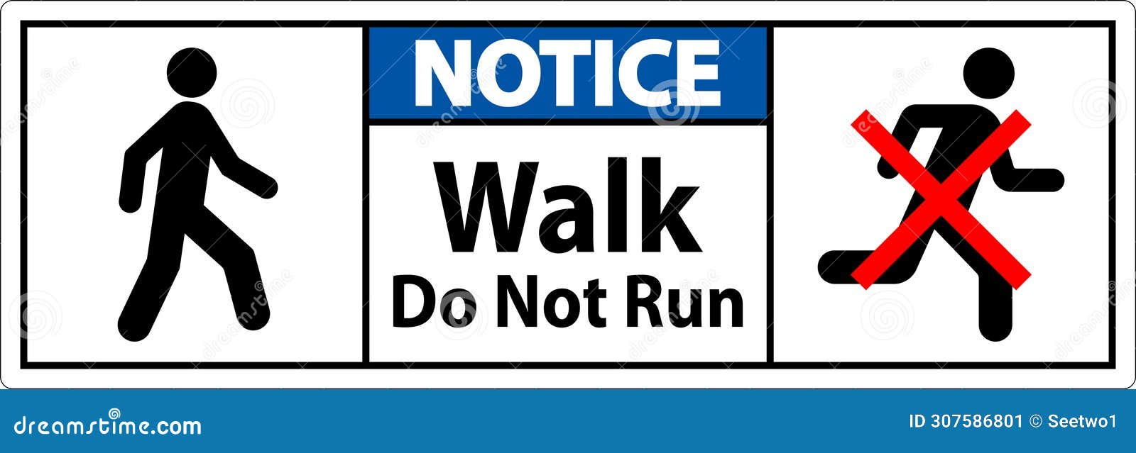 No Running Safety Sign, Caution - Walk, Do Not Run Stock Vector ...