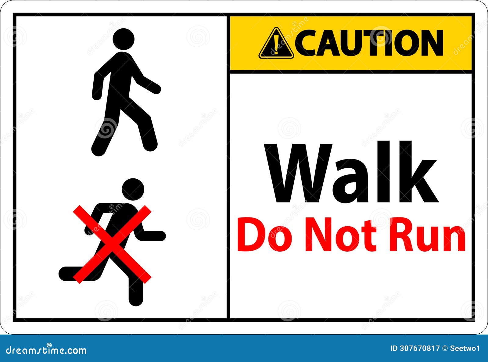 No Running Safety Sign, Caution - Walk, Do Not Run Stock Vector ...