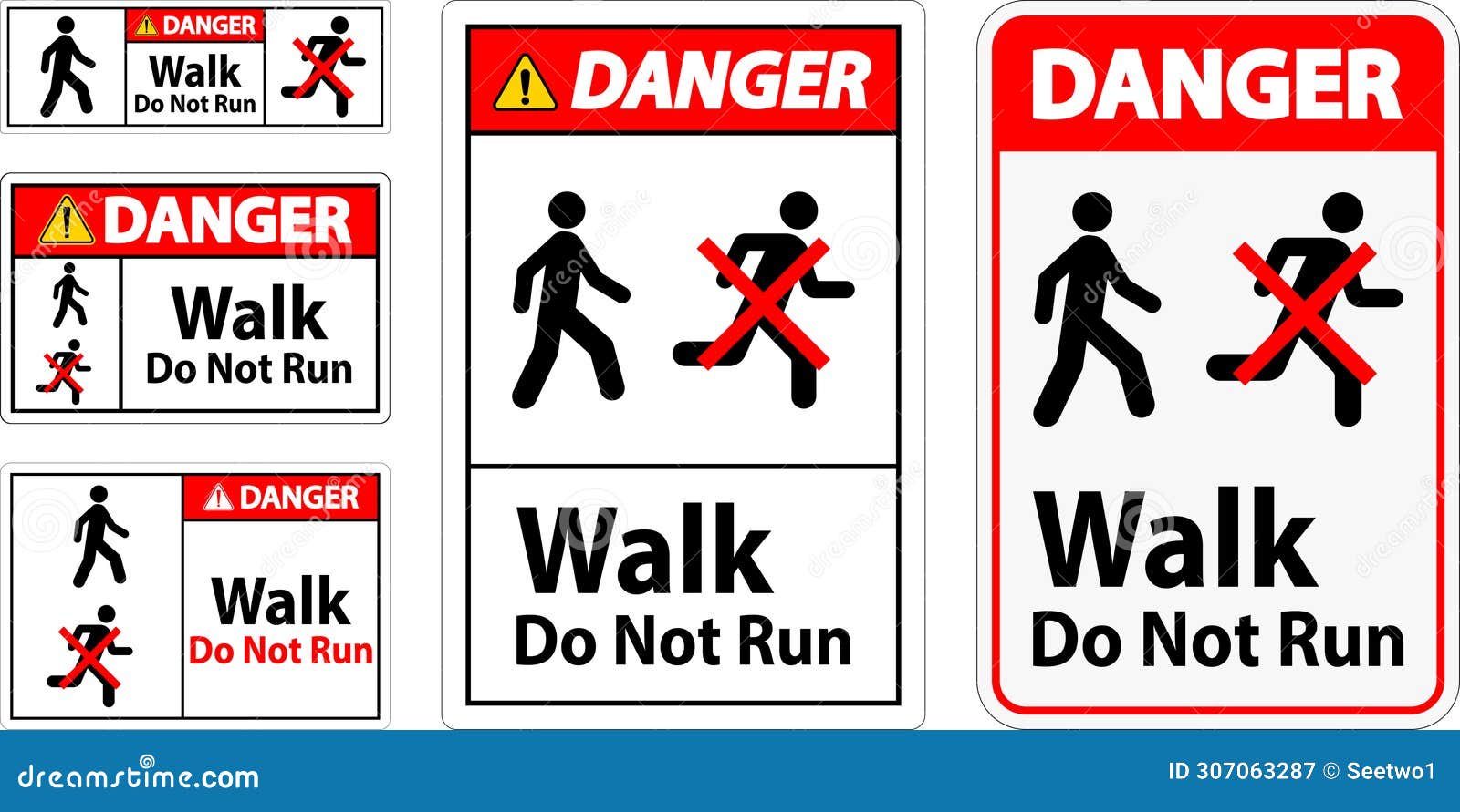 No Running Safety Sign, Danger - Walk, Do Not Run Stock Vector ...