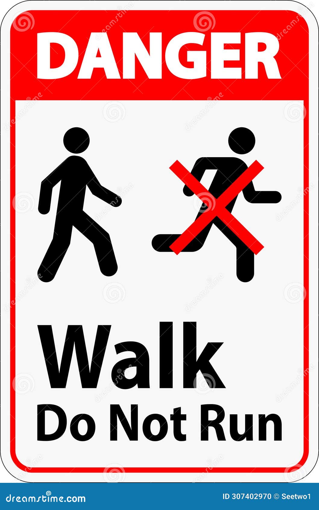 No Running Safety Sign, Danger - Walk, Do Not Run Stock Vector ...