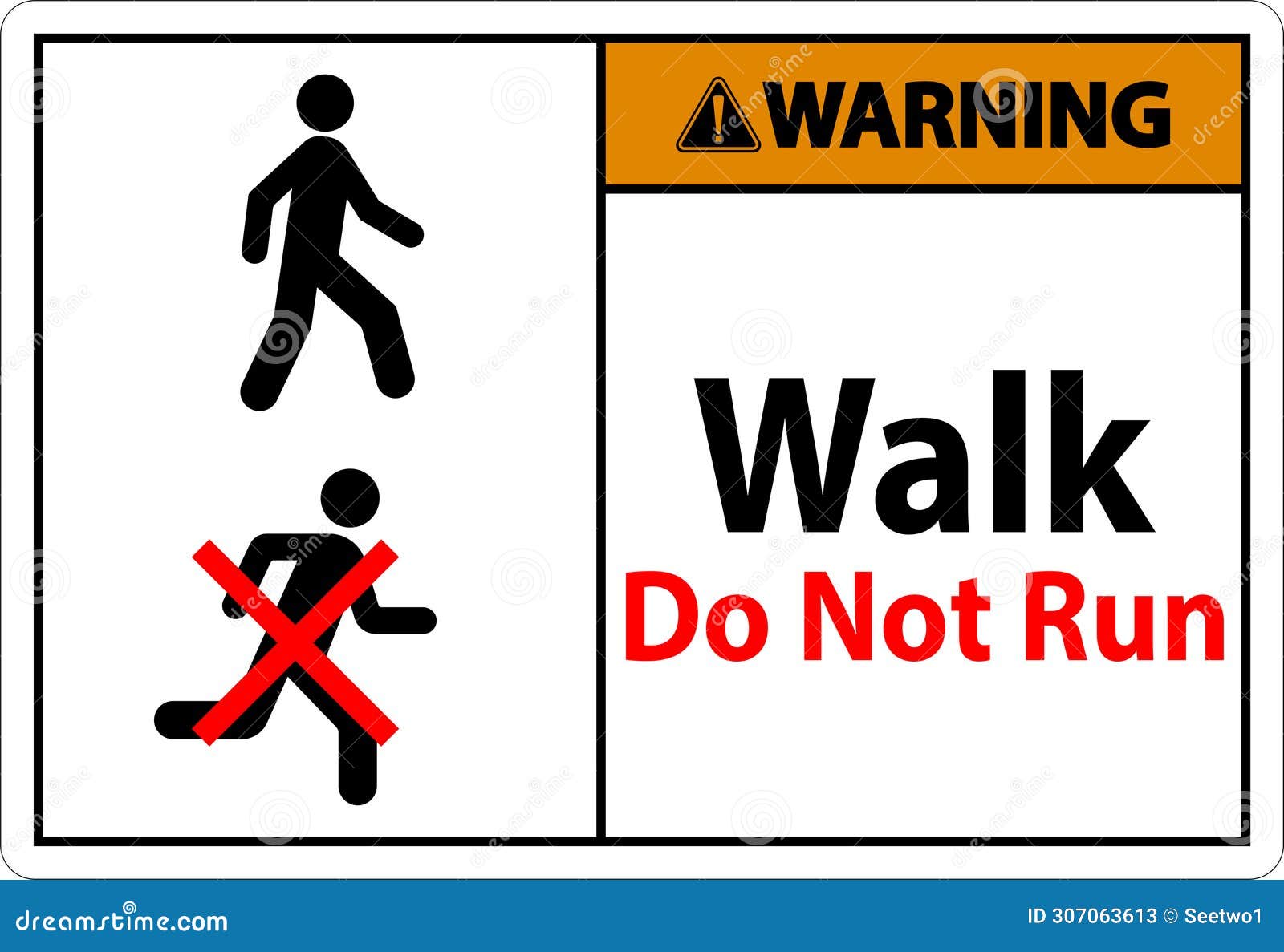 No Running Safety Sign, Warning - Walk, Do Not Run Stock Vector ...