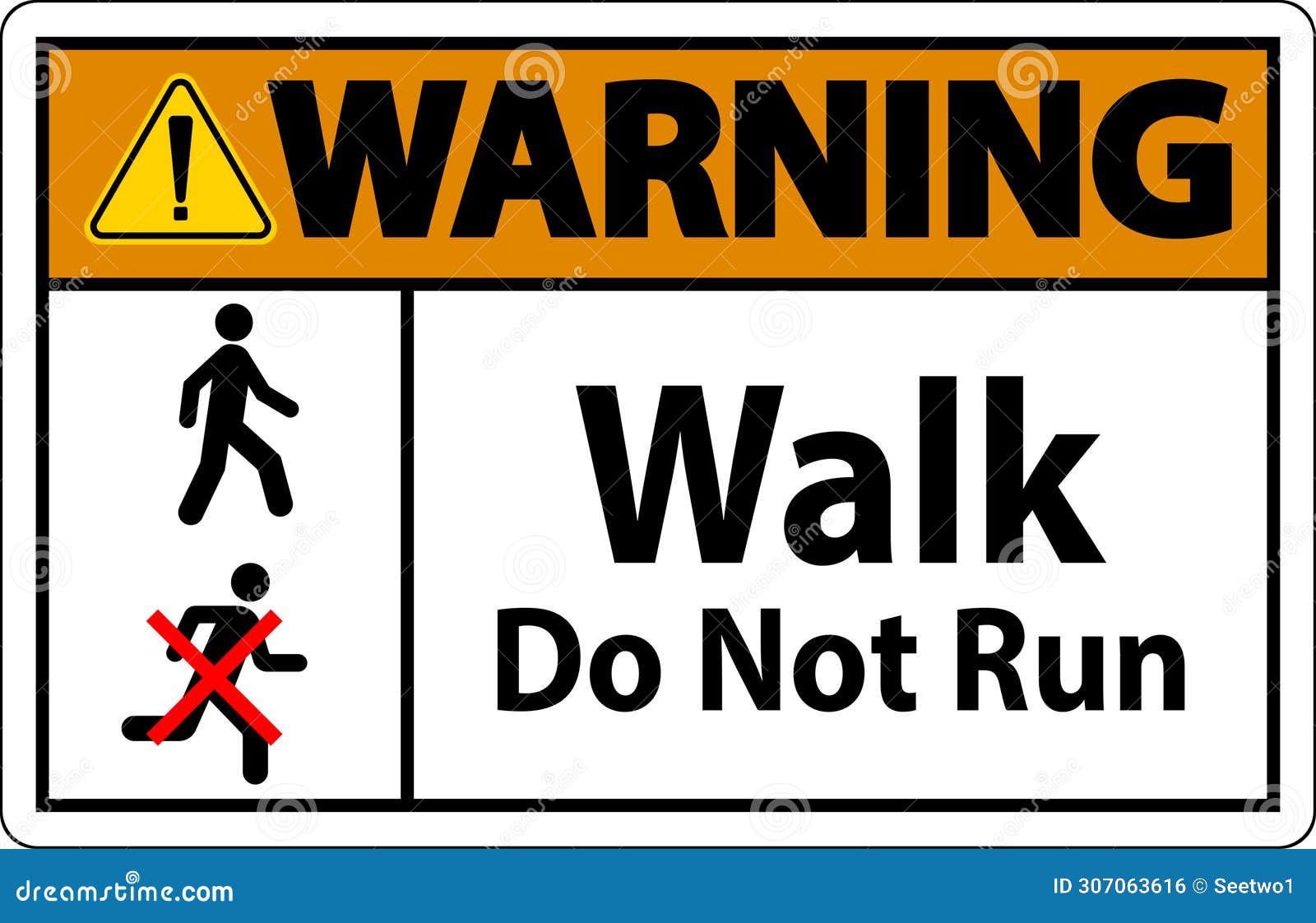 No Running Safety Sign, Warning - Walk, Do Not Run Stock Vector ...