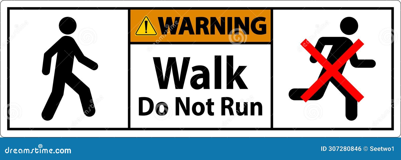 No Running Safety Sign, Warning - Walk, Do Not Run Stock Vector ...