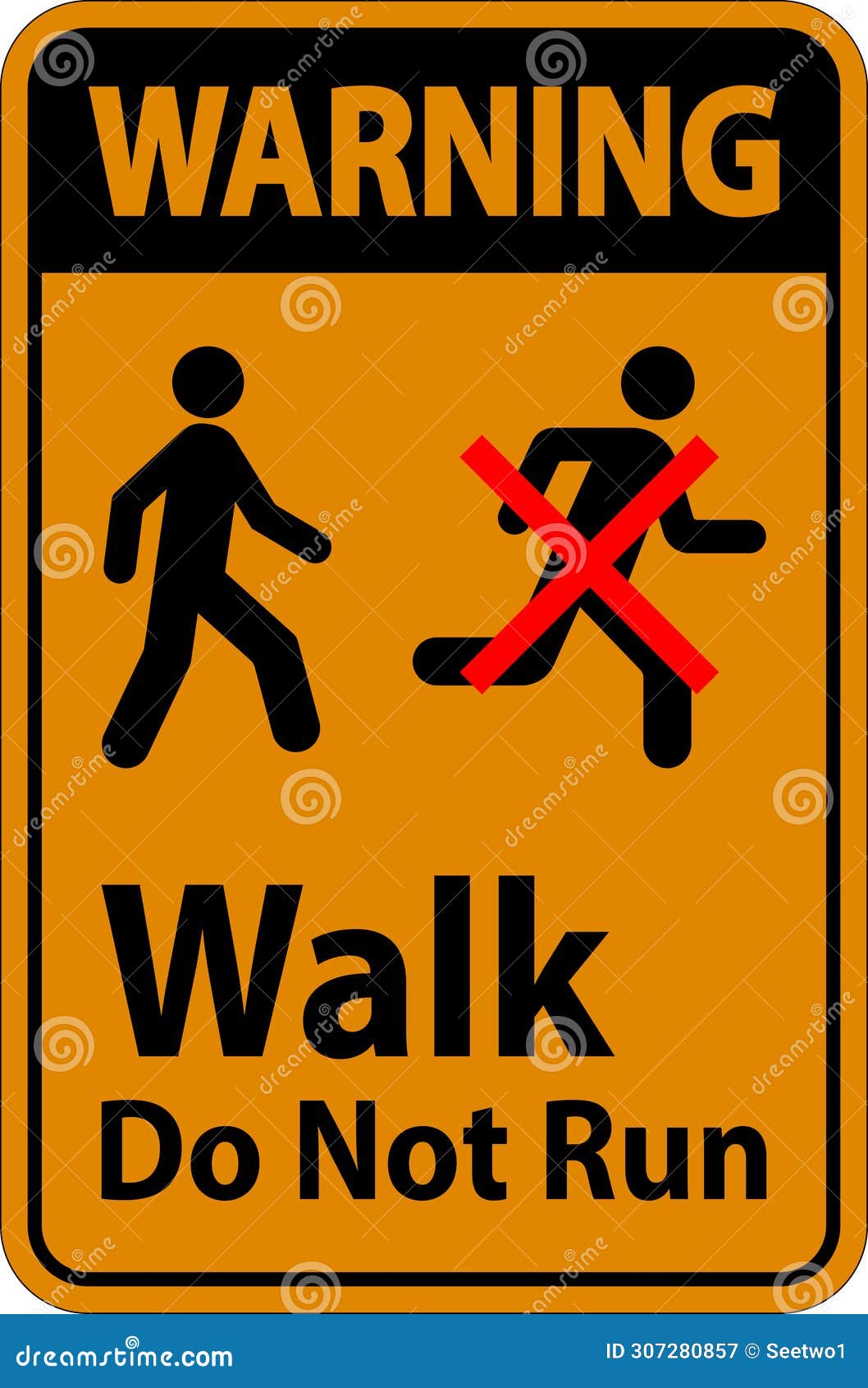 No Running Safety Sign, Warning - Walk, Do Not Run Stock Vector ...