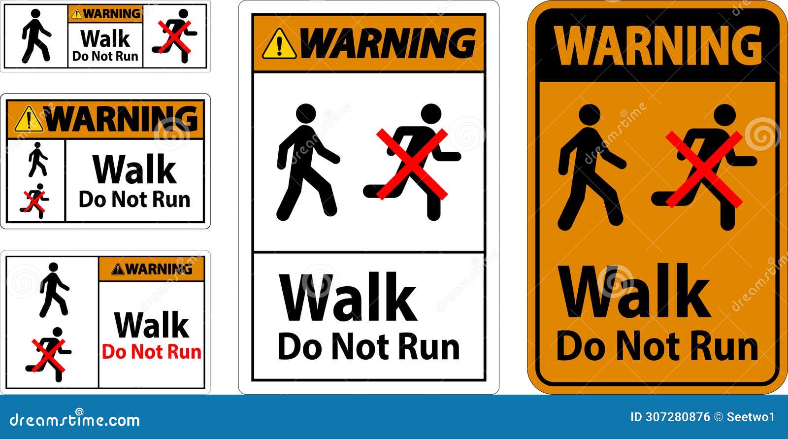 No Running Safety Sign, Warning - Walk, Do Not Run Stock Vector ...