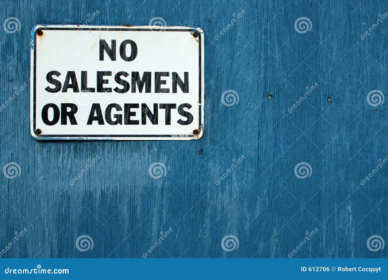No Salesmen 2 stock photo. Image of cracked, blue, salesmen - 612706
